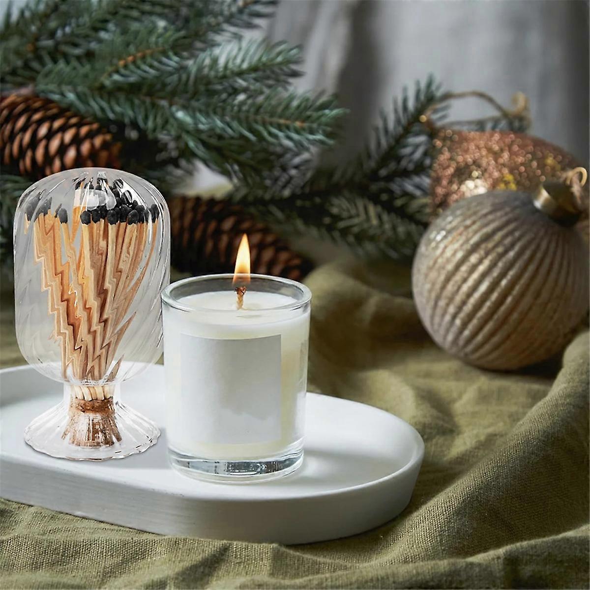 2 Set Helix Shaped Match Holder, Glass Matches Cloche for 4 Inch ...