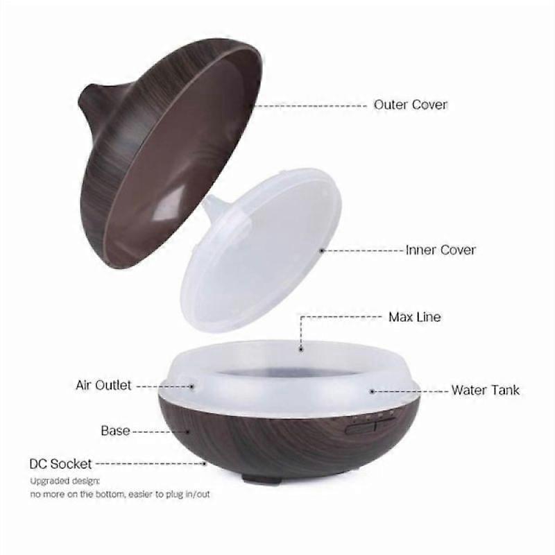 Ultrasonic humidifier with aroma lamp 500 ml dark brown | Fruugo UK