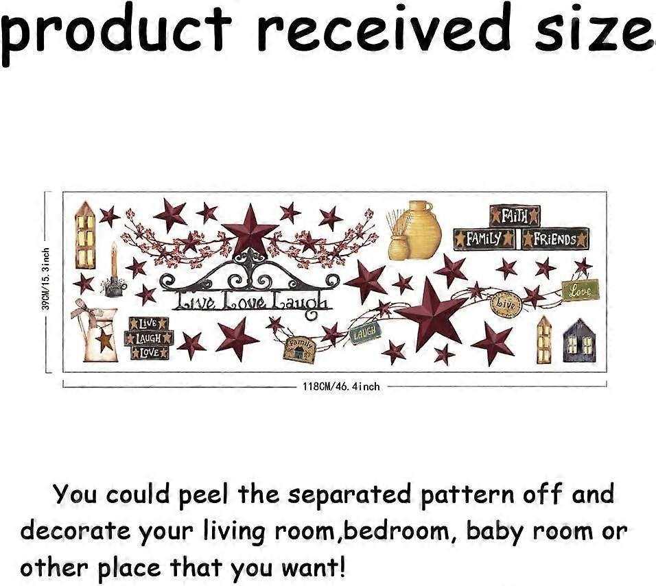 Country Style Wall Decals Country Stars Berries Live Love Laugh Wall ...