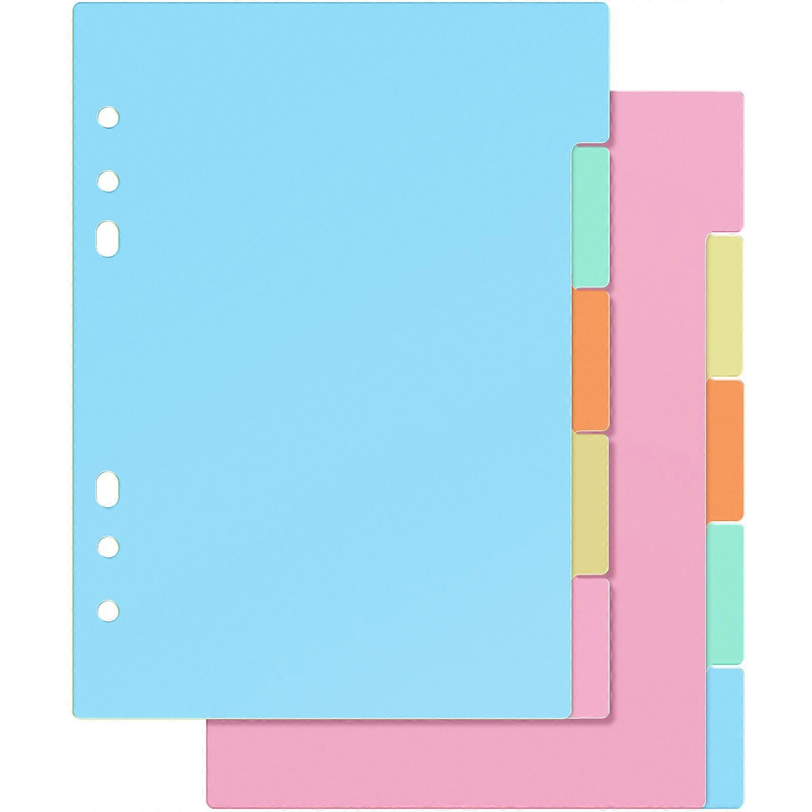10 Pcs Tab Dividers 6 Holes Plastic Labels Index Binder Dividers for A5 ...