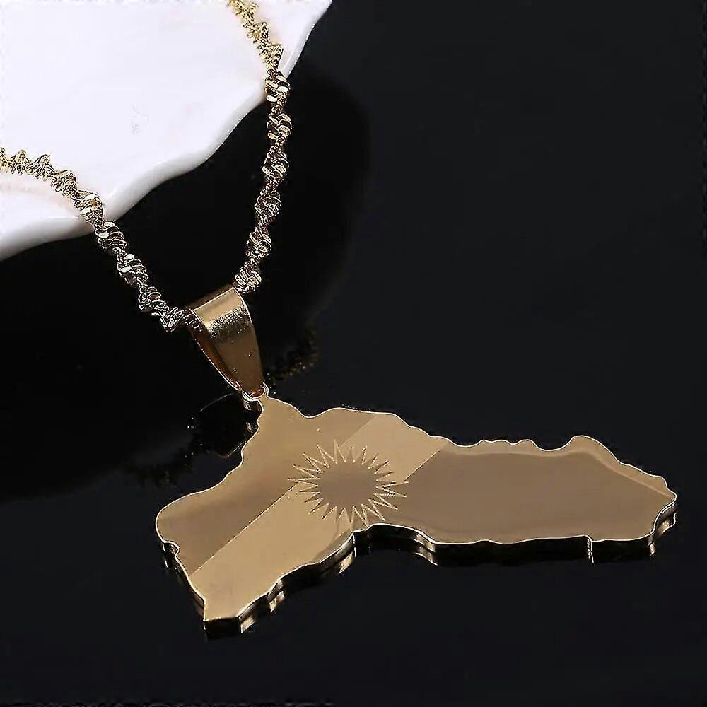 Stainless Steel Gold Color Kurdistan Map Pendant Necklaces Trendy ...