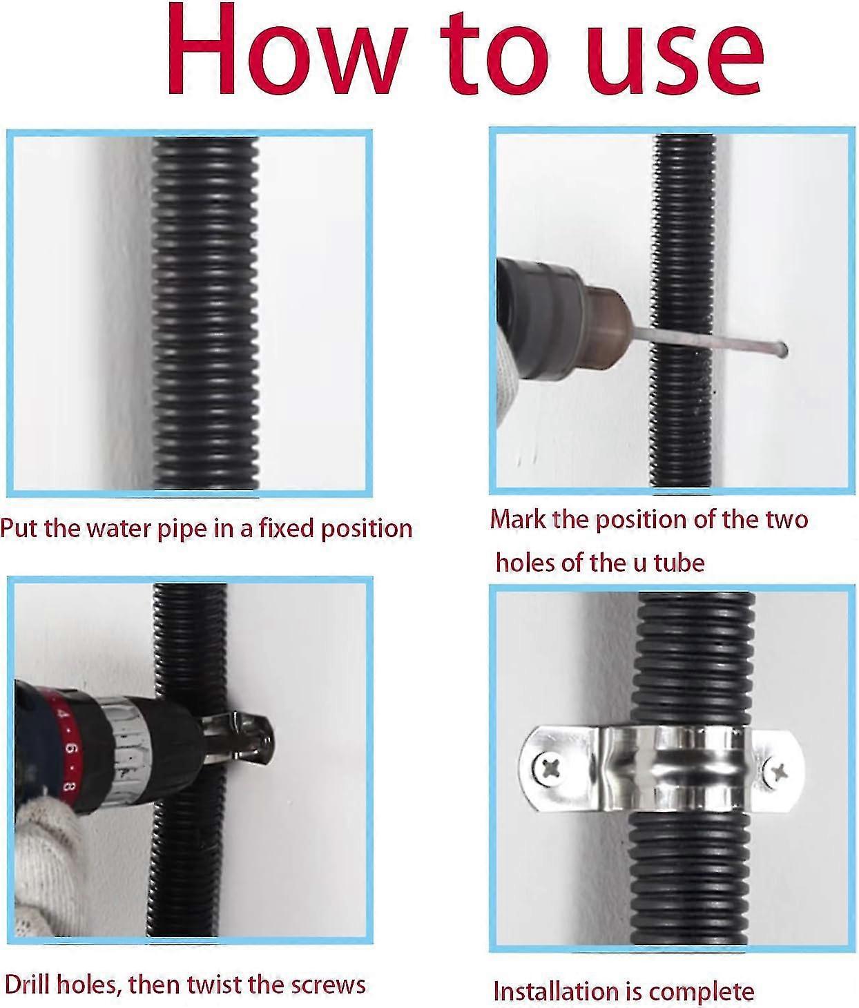 20pcs 10mm Pipe Strap Clamp 304 Stainless Steel Pipe Clips Two Hole ...