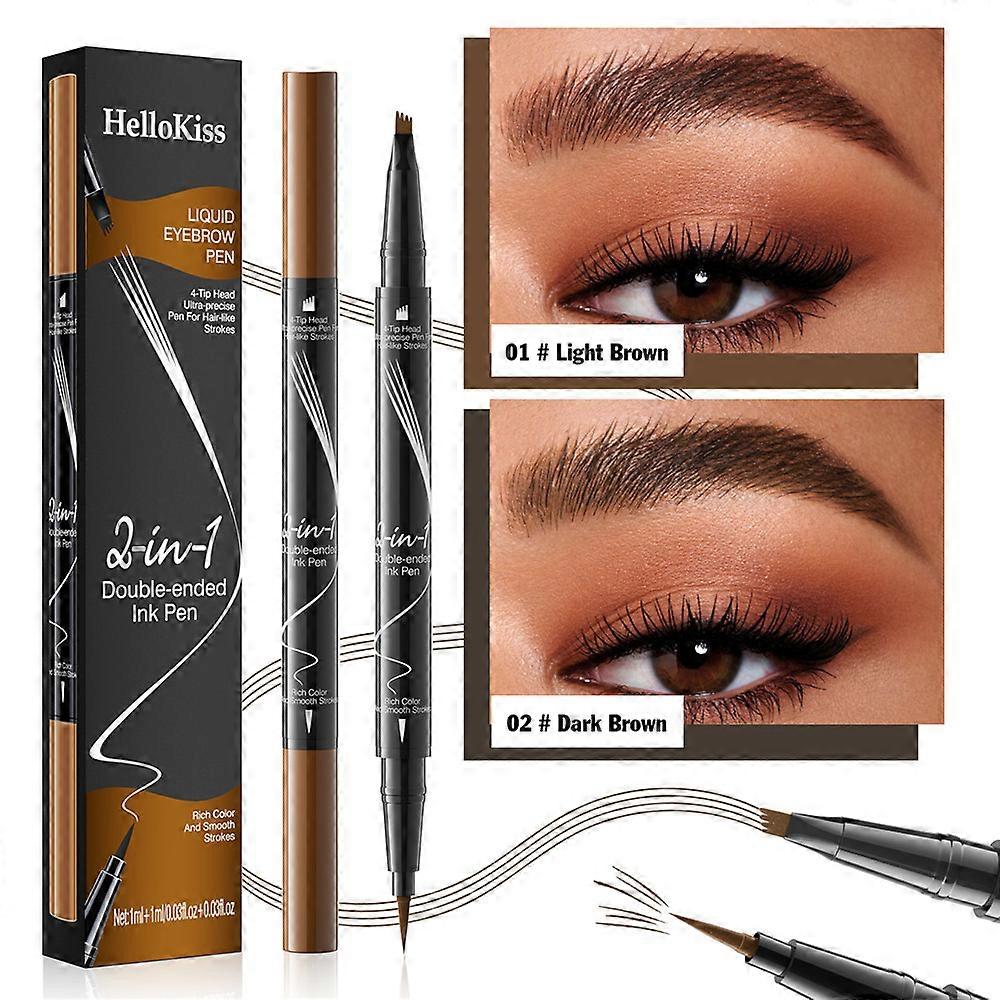 Liquid Eyebrow Pen,2 in 1 Dual-ended Natural 4 Fork Tip Liquid Eyebrow ...
