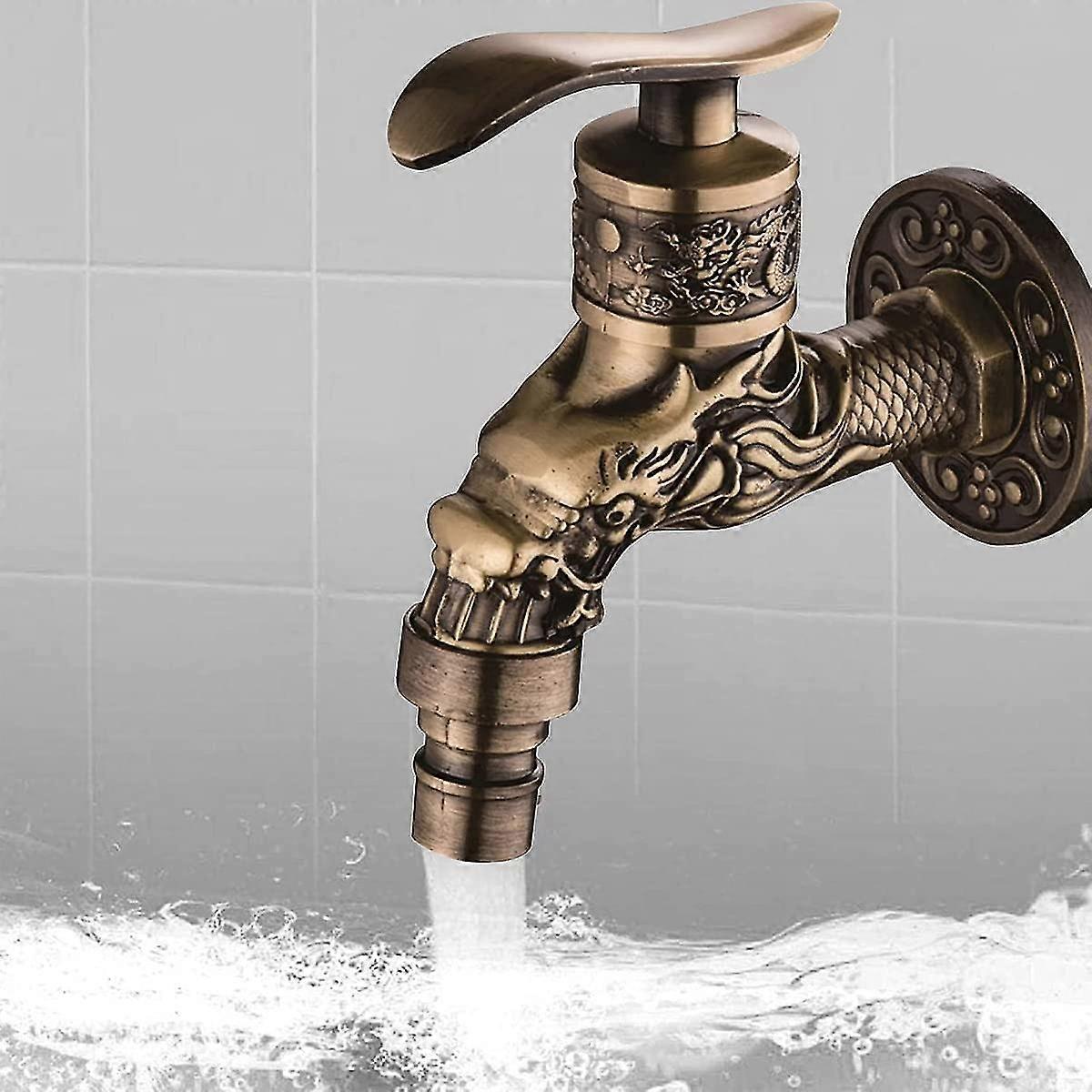 Vintage Zinc Alloy Faucet,antique Brass Faucet Handle Laundry Bathroom ...