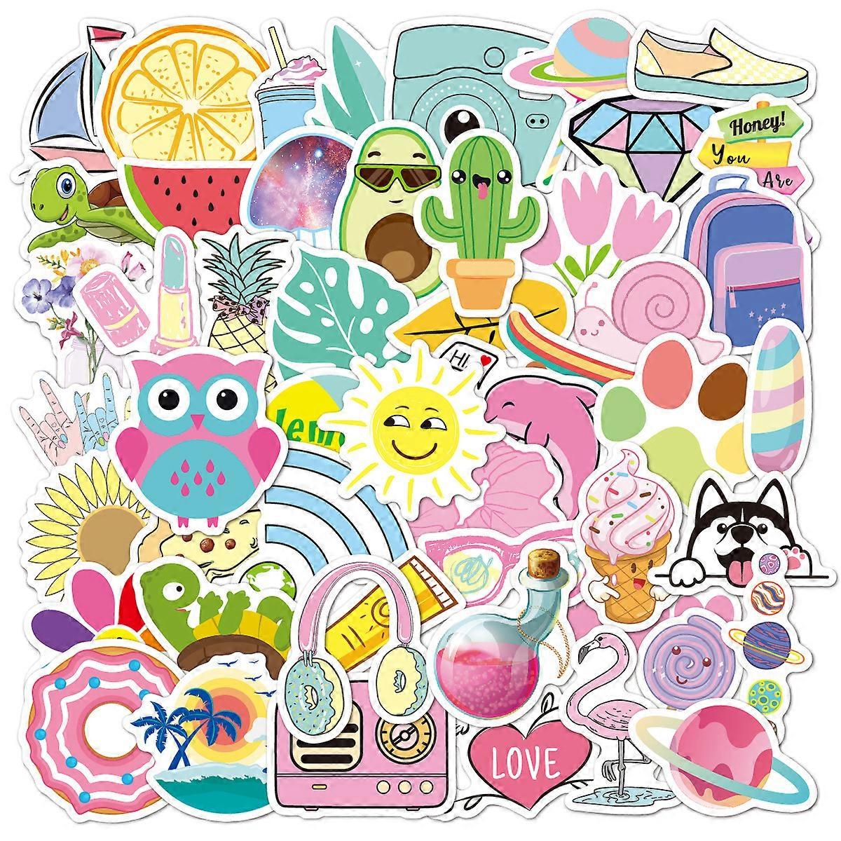 50 Cute Stickers, Stickers for Kids Waterproof 100% Vinyl Stickers ...