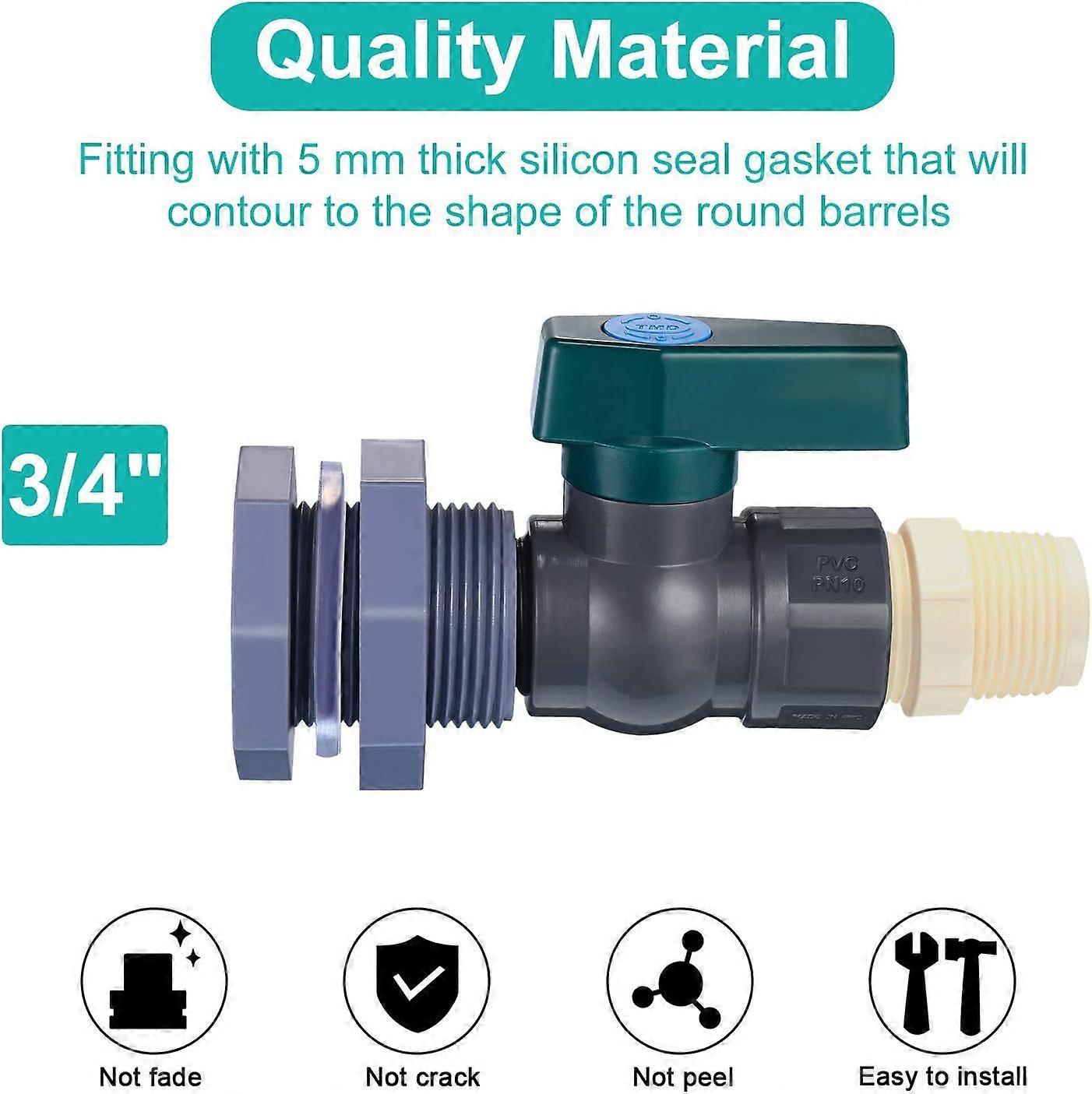 Rainwater Collector Faucet 3/4", PVC Rain Barrel Valve with Bulkhead ...