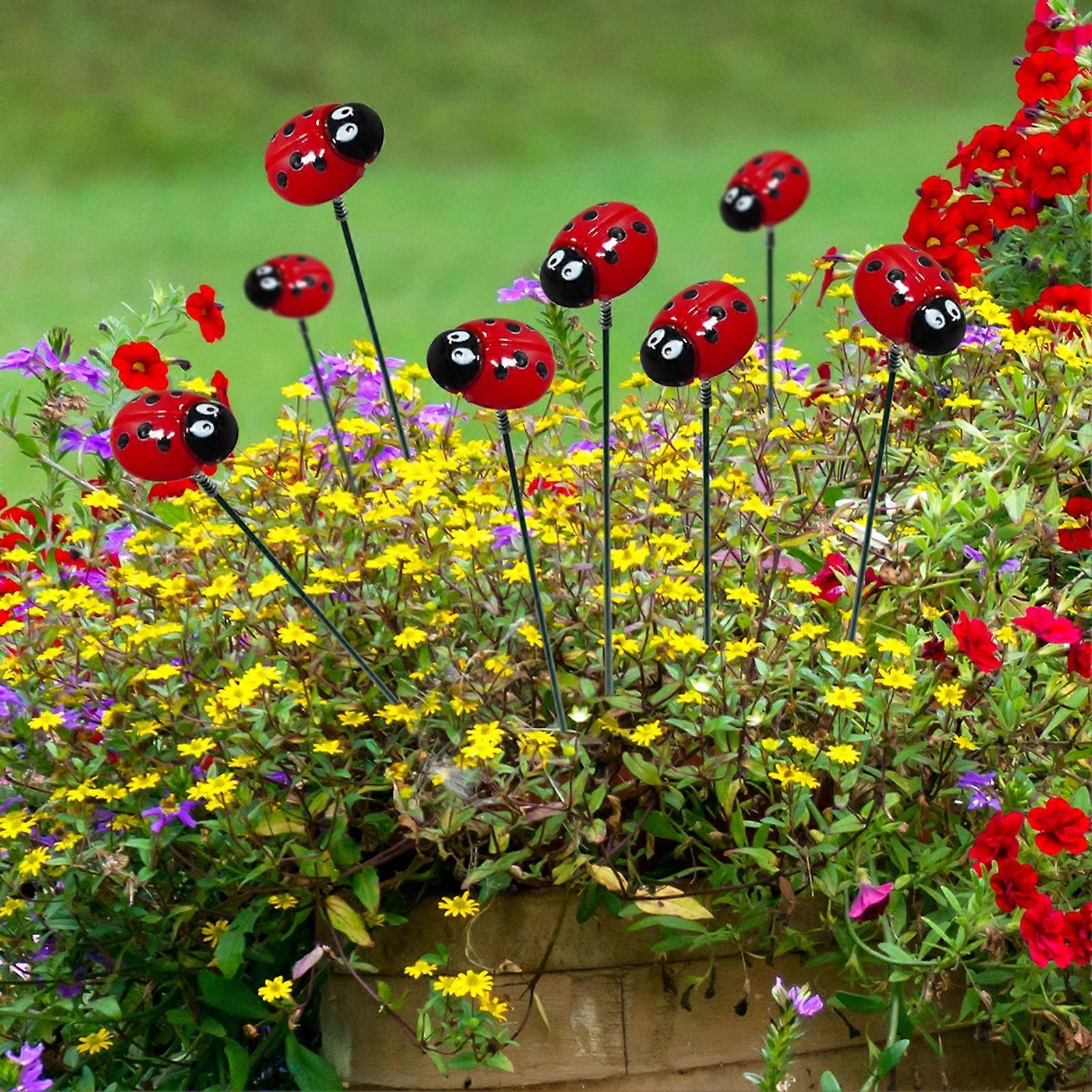 20 Pcs Garden Ladybugs Decorations Vibrant Striped Fake Ladybugs for ...