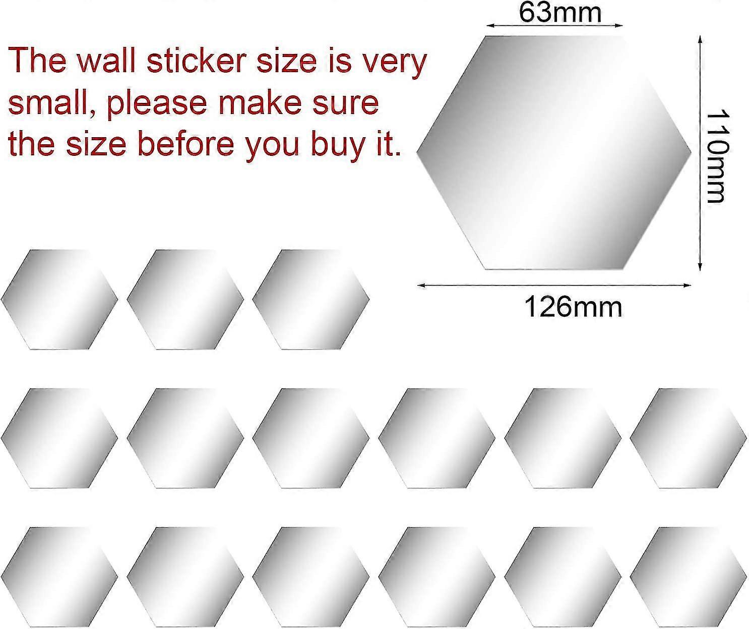 24 Pieces Removable Acrylic Mirror Setting Wall Sticker Decal Honeycomb ...