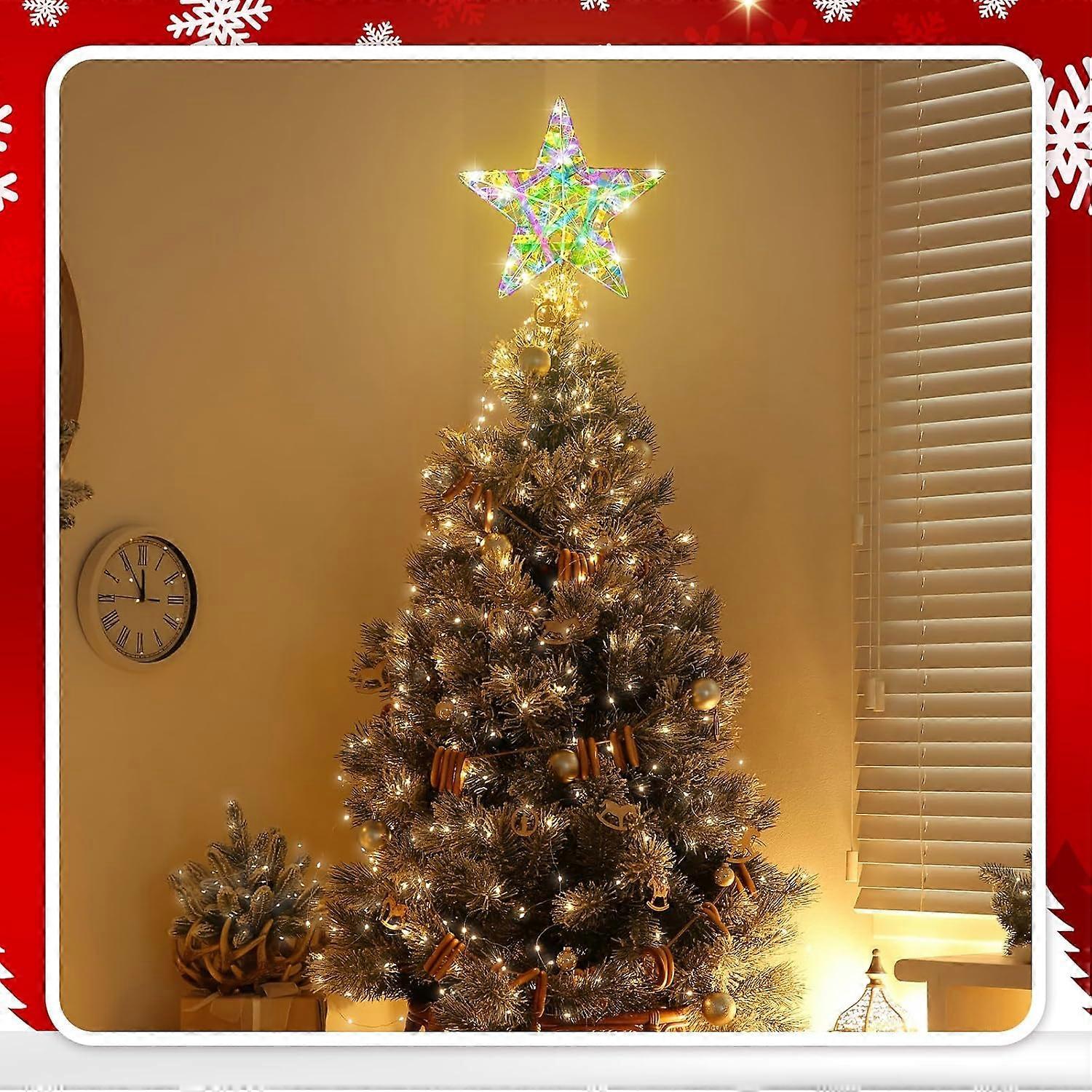 SBSG 10 Inch Christmas Tree Topper Star Iridescent Star Tree Topper LED ...