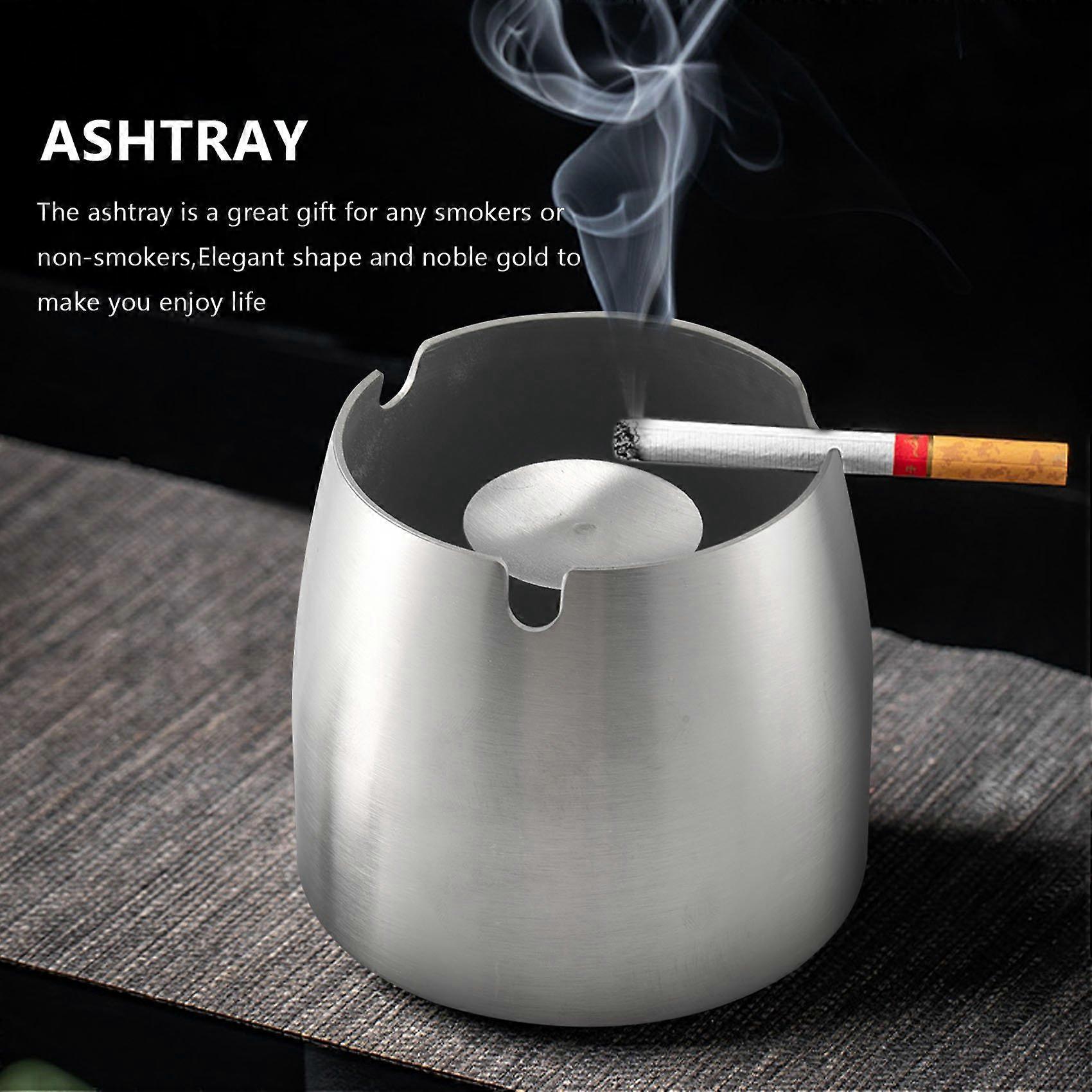 Ashtray Stainless Steel with Lid Heavy Ashtray Storm-Wind Non-Slip Base ...