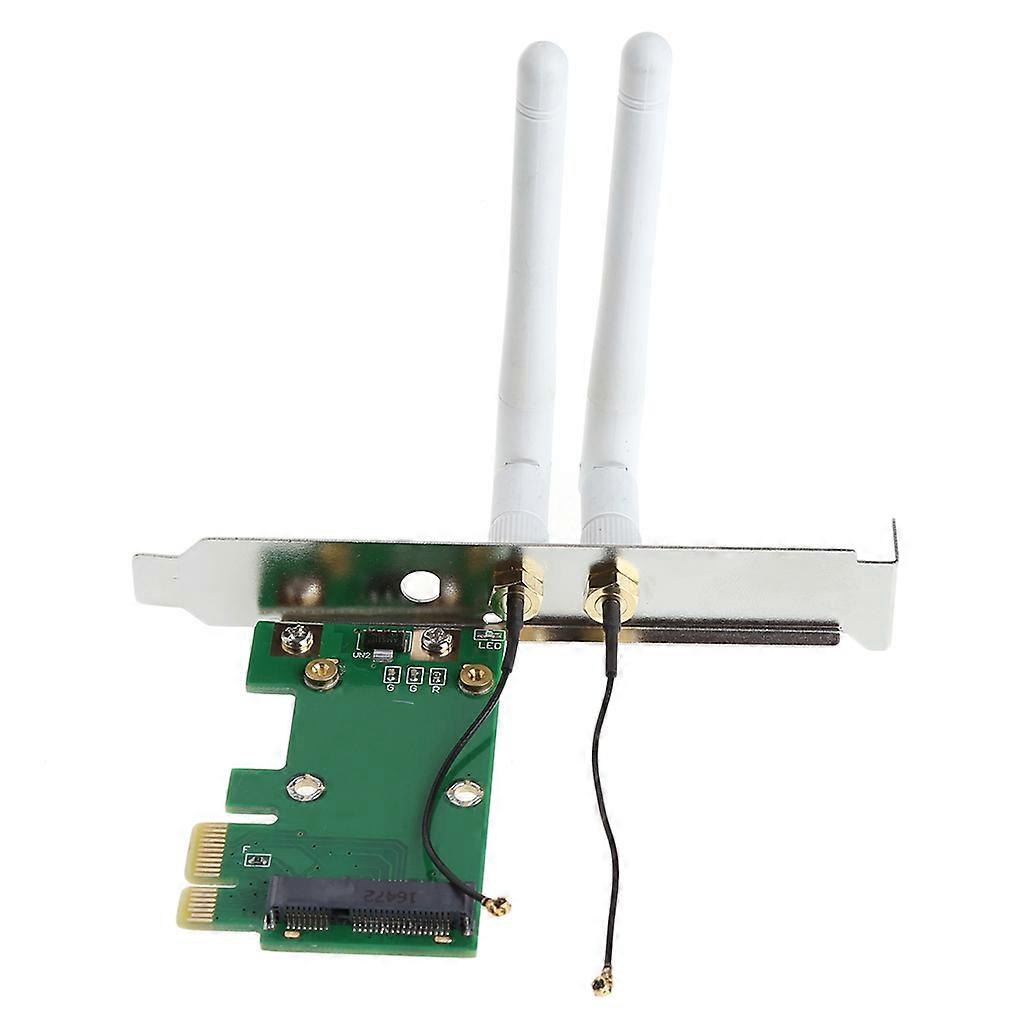 Wireless Wifi Network Card Mini PCI-E To PCI-E 1X Desktop Adapter + 2 Antennas | Fruugo UK