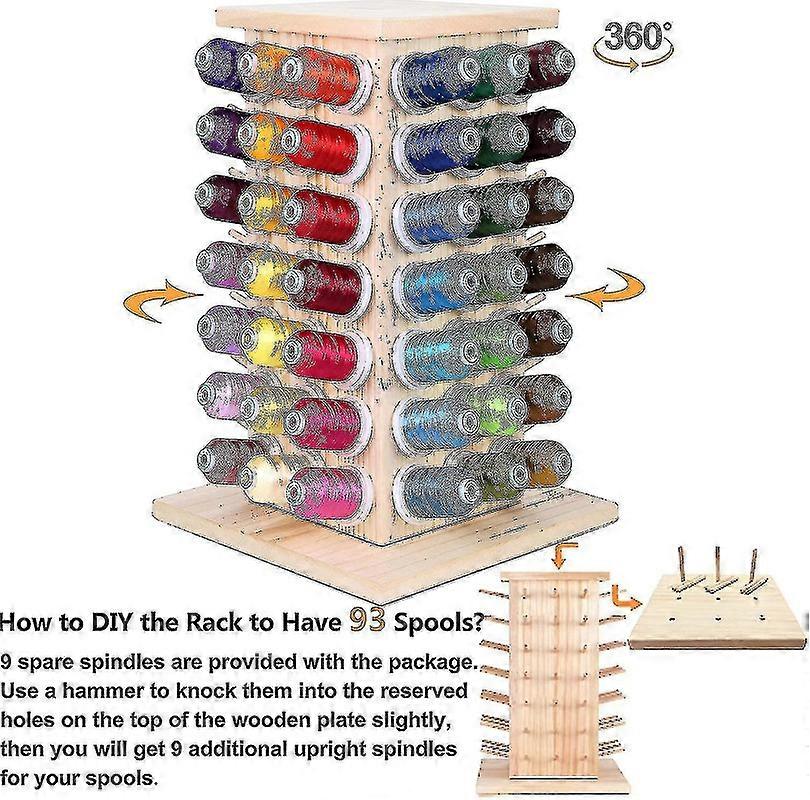 84 Spools (diy To Be 93 Spools) 360 Fully Rotating Wooden Thread Rack ...