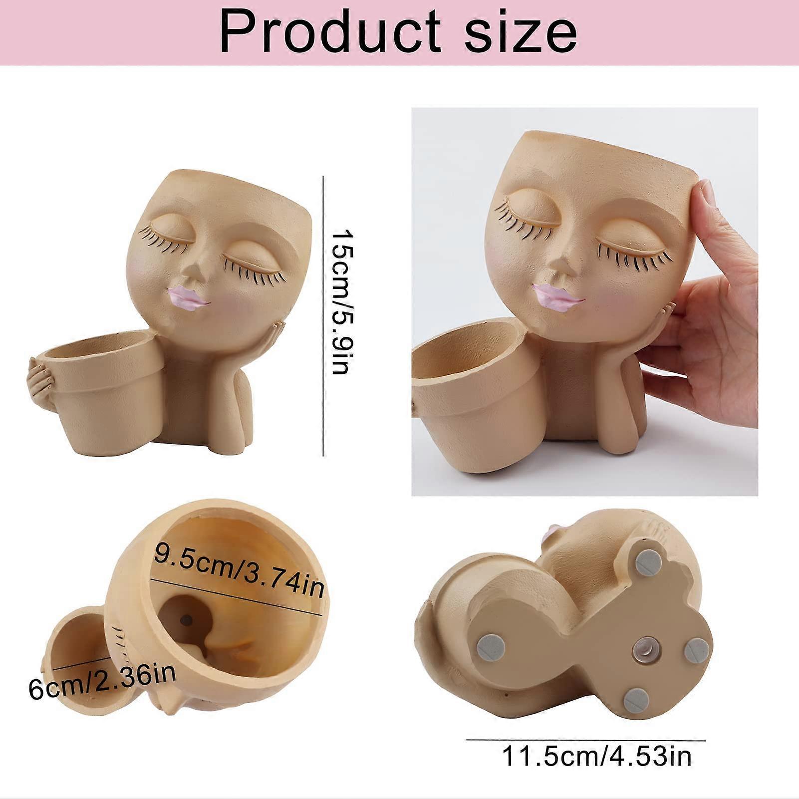 Face Planter Pot Girl Face Flower Pots,Cute Faces Plant Pot Art Resin ...