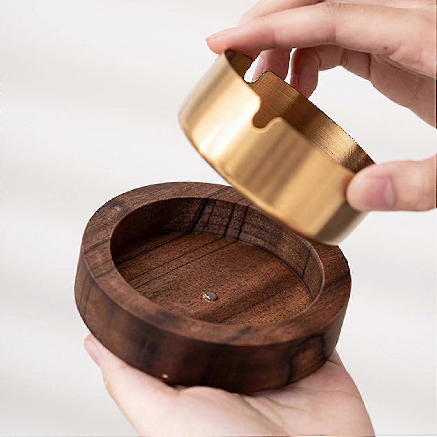 Ashtray with lid, wooden ashtray, stainless steel lined ashtray with ...