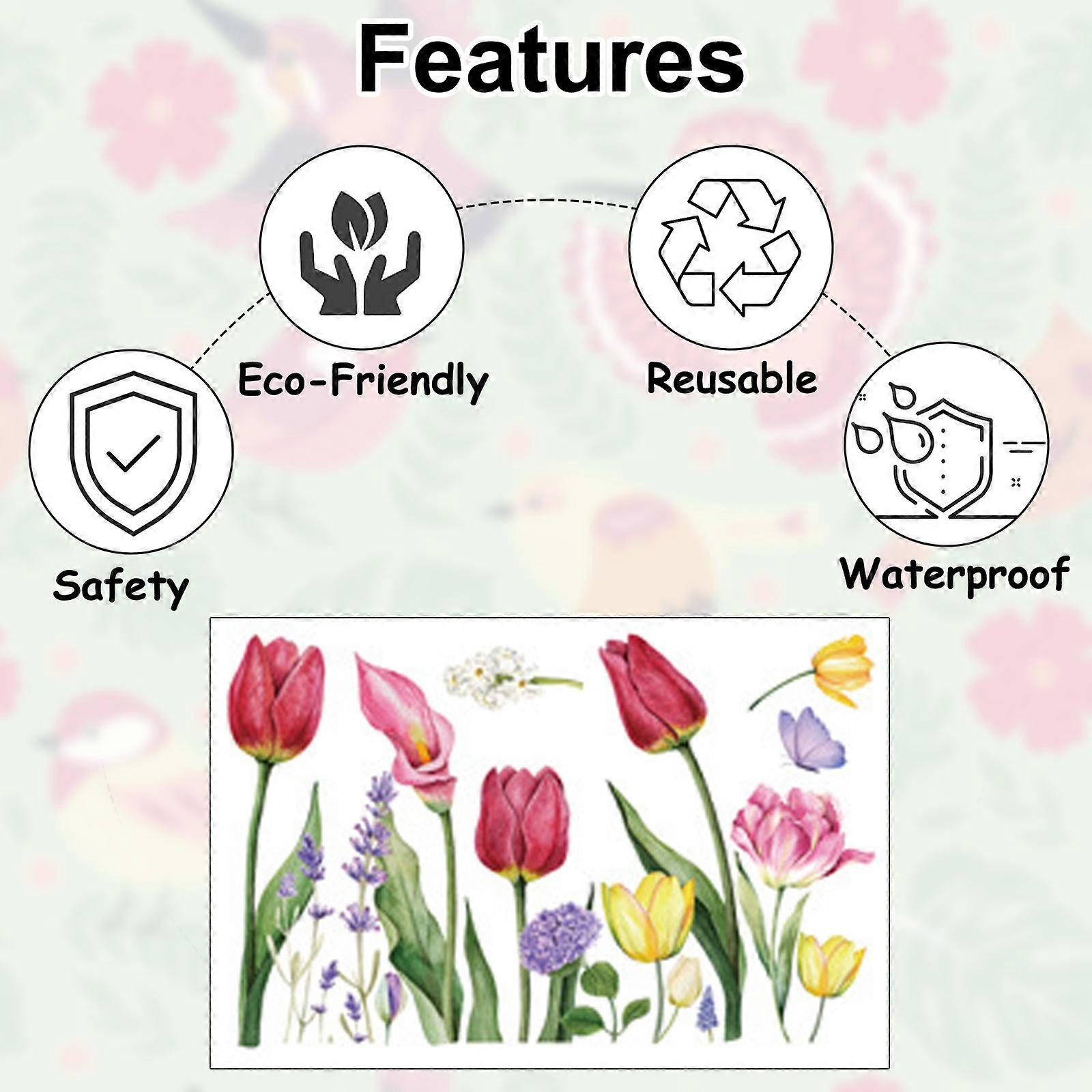 9-sheet flower and bird window stickers, spring cartoons, window ...
