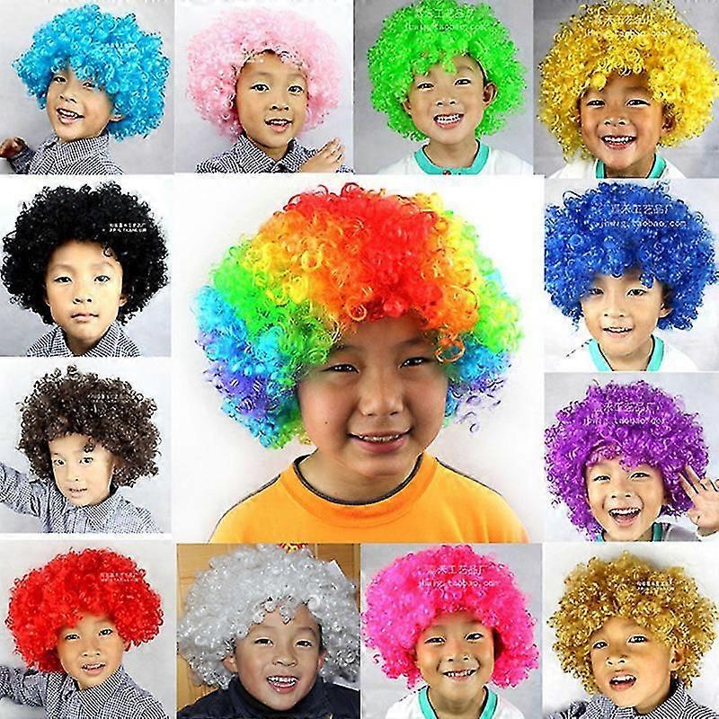 Children Adult Clown Wig Round Explosion Hair Hat Party Accessories ...