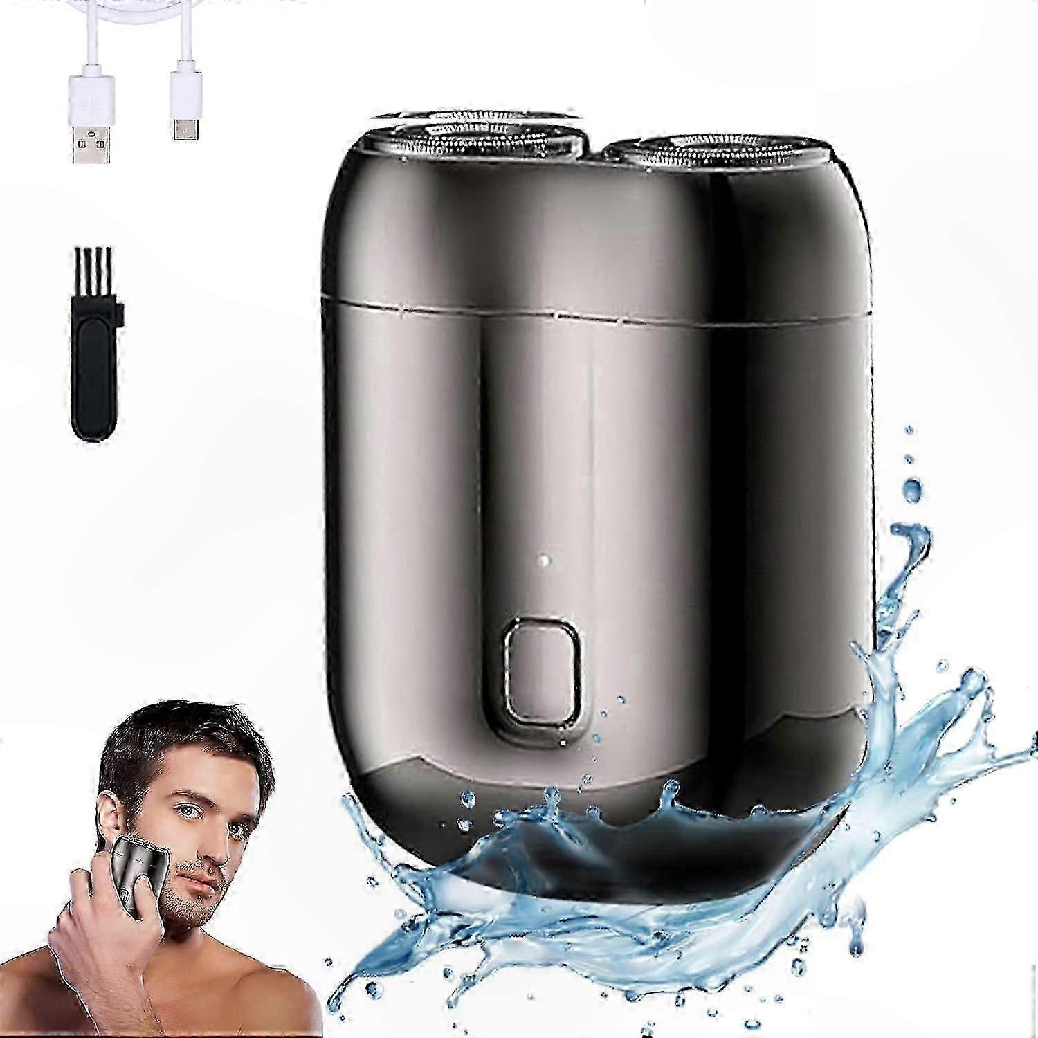Men's Electric Razor, Mini Rechargeable Shaver, Waterproof Double Head ...