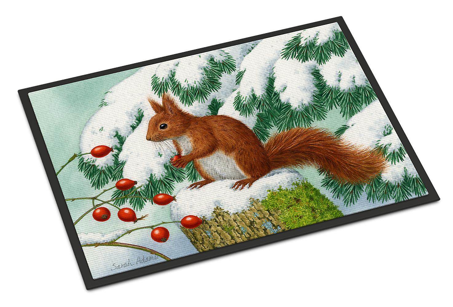 Winter Red Squirrel Door Mat, Indoor Rug or Outdoor Welcome Mat 18x27 ...