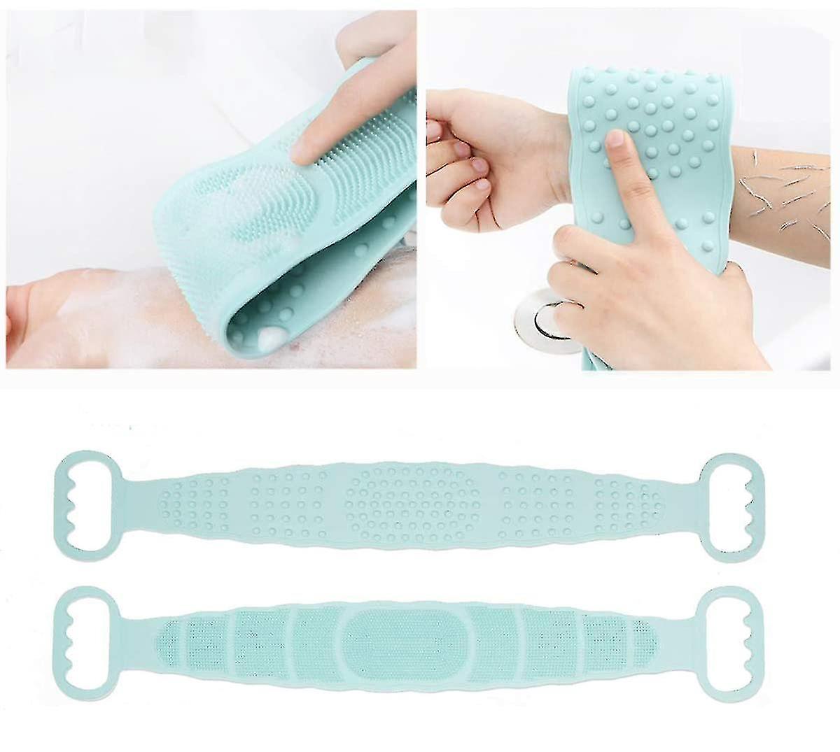 Silicone Back Scrubber, Back Cleaning, Shower Belt, Double-sided ...