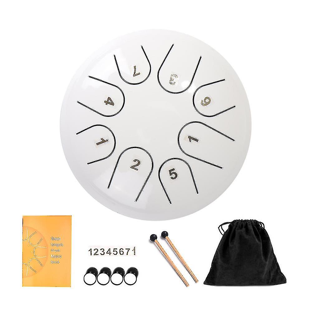 Stål Tongue Drum Set 6 tum 8 Tune Handpan Drum Pad Tank med trumma ...