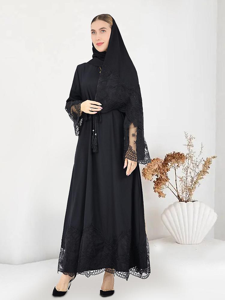 Eid Muslim Party Dress Women Ramadan Mubarak Abaya Dubai Turkey Islam Lace Robe Caftan Marocain ...