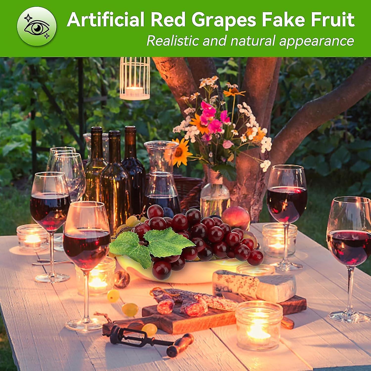 Artificial Red Grapes Fake Fruit, Grapes Cluster Rubber Frosted Grape ...