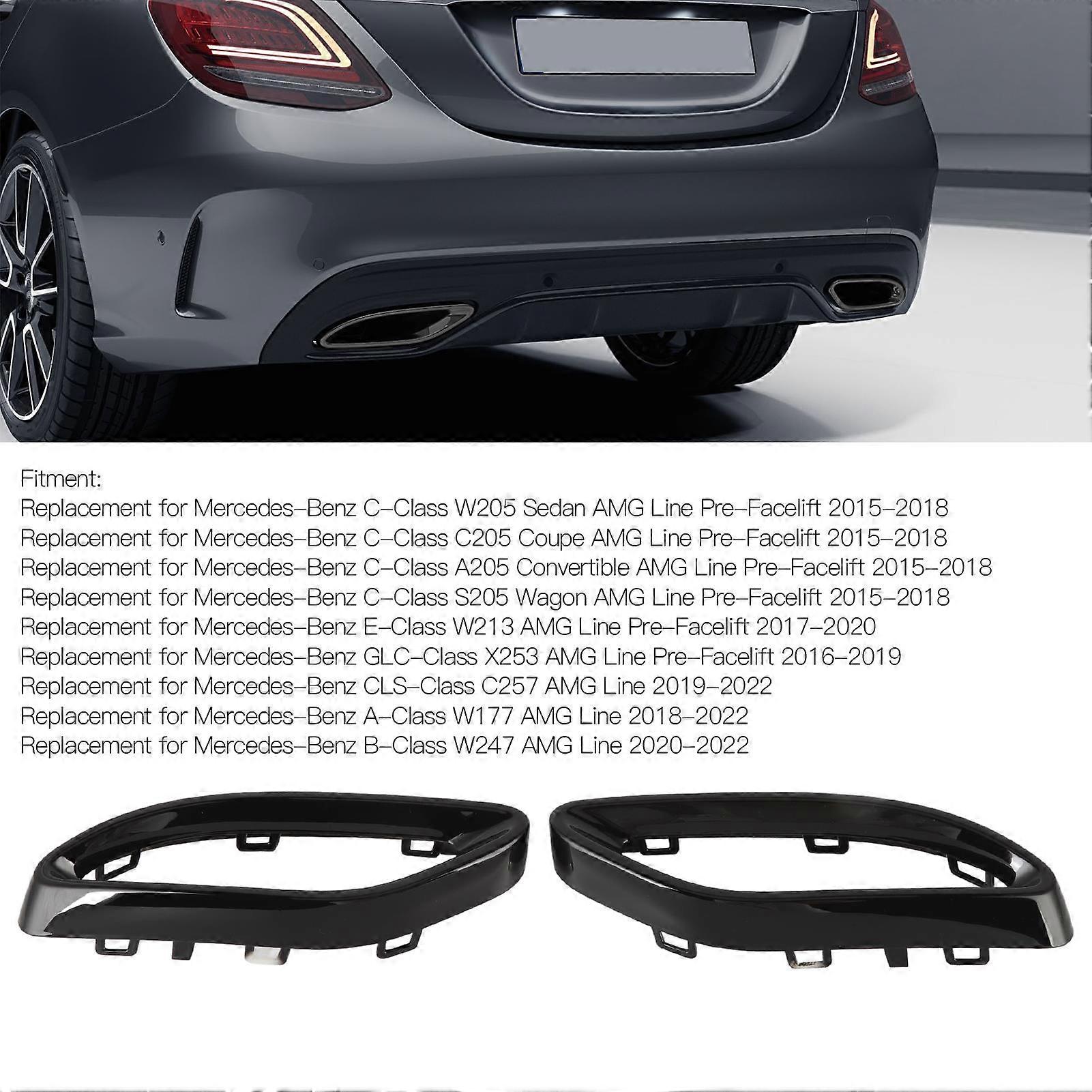 For Mercedes Benz Gloss Black Exhaust Tip Covers for A B C E GLC CLS ...