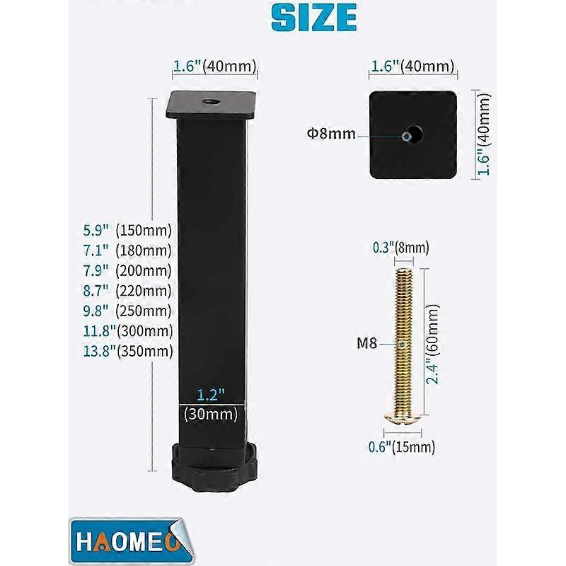 Bed Foot, Feet for Universal Slatted Base Height: 35cm(+2cm) Adjustable ...