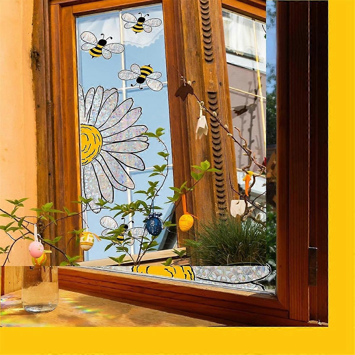 Cute Bee Style Glass Sticker, Bee Window Decal - Stained Glass Window ...