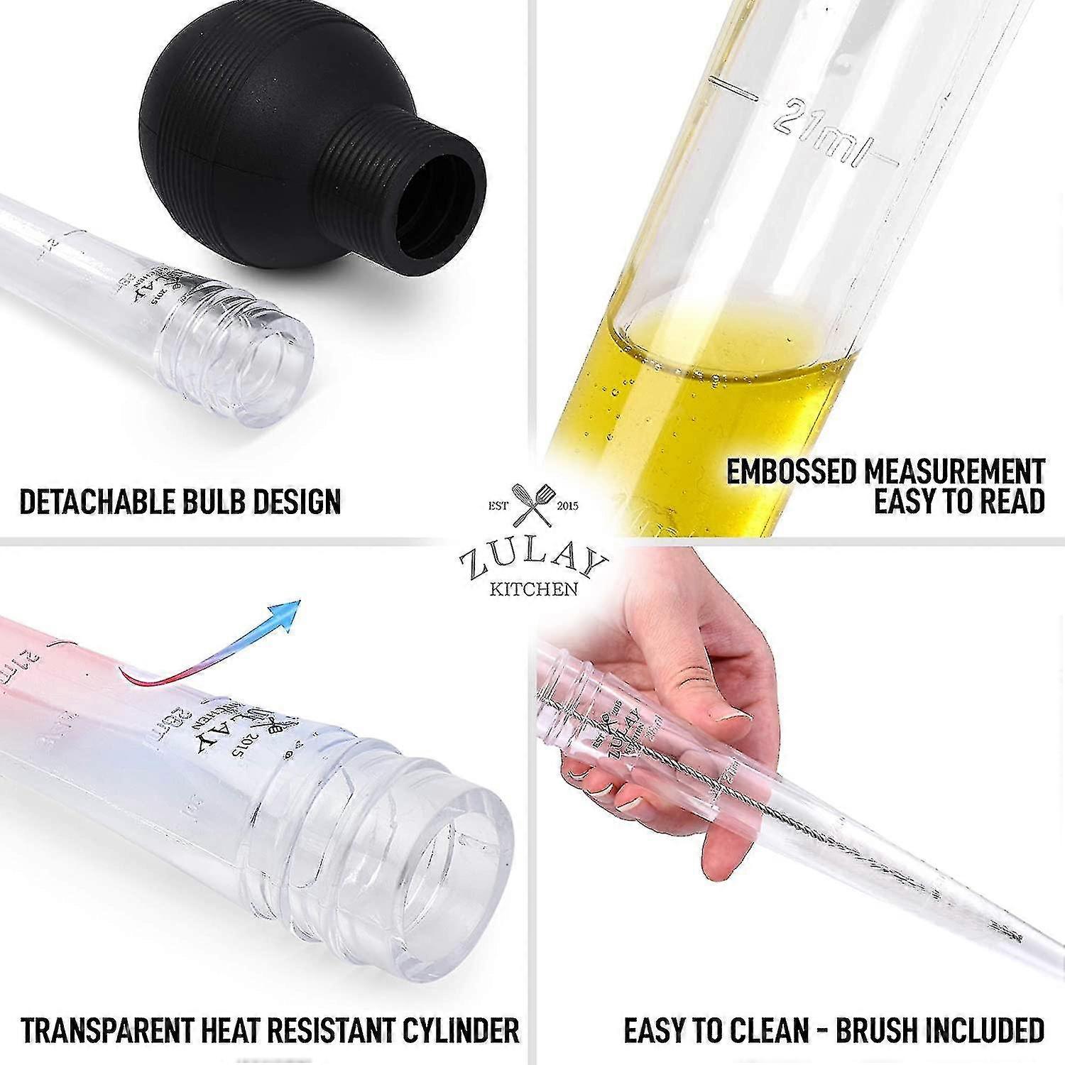 Turkey Baster With Cleaning Brush - Food Grade Syringe Baster For ...