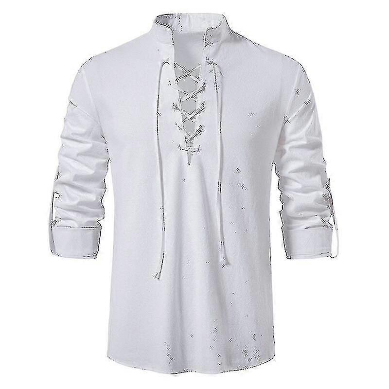 Mens Scottish Jacobite Ghillie Kilt Shirts Medieval Renaissance Pirate Costume Long Sleeve Lace ...