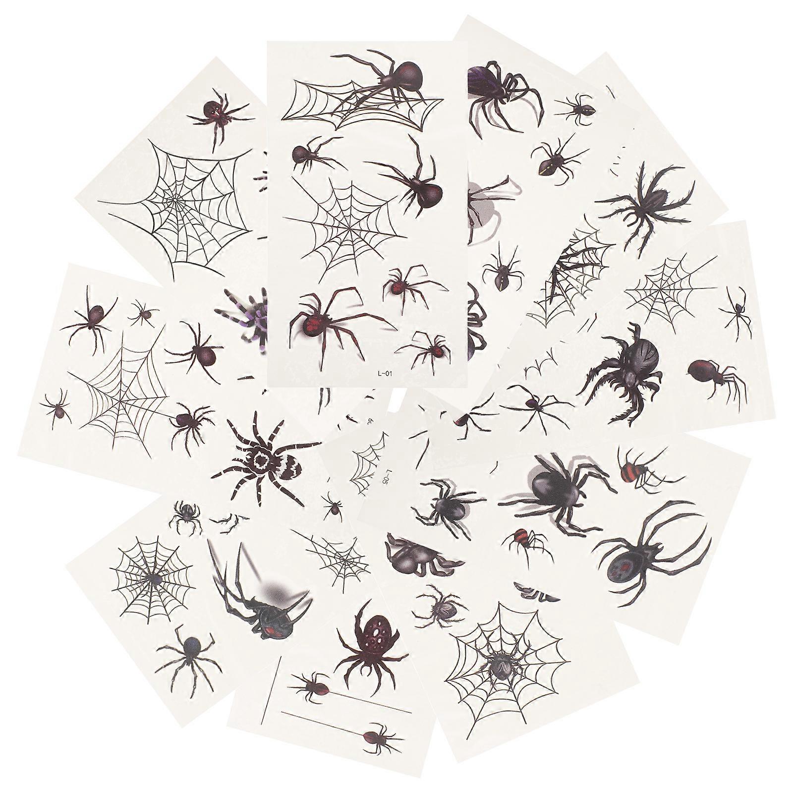 20 Sheets Spider Temporary Tattoos Stickers Face Spider Cobweb Tattoos ...