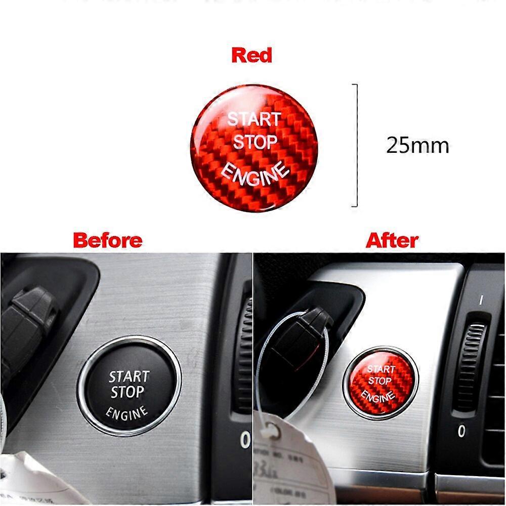 Real carbon fiber Engine start stop buttons decoration sticker car ...