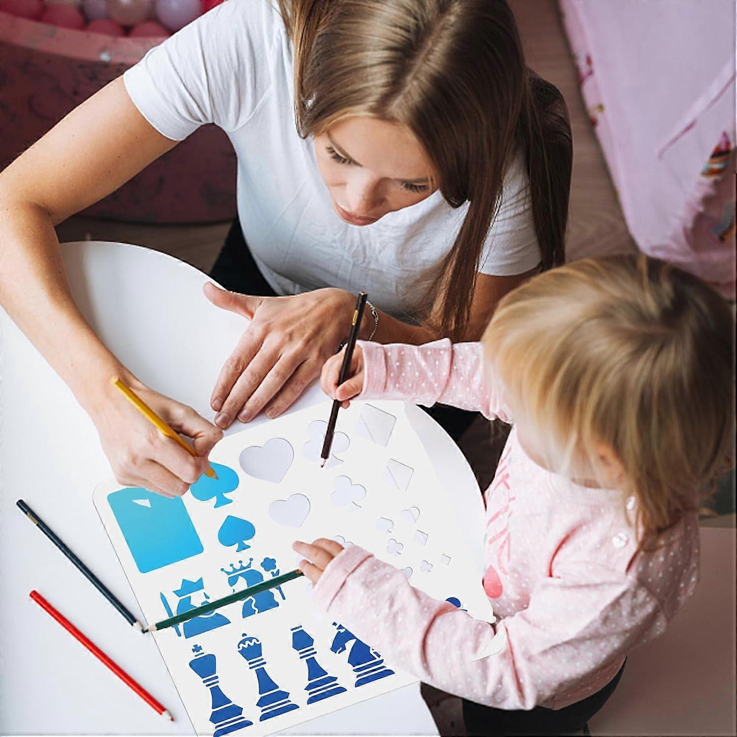 1Pc Playing Cards Chess Stencils Hearts Clubs Diamonds Spades Stencil ...