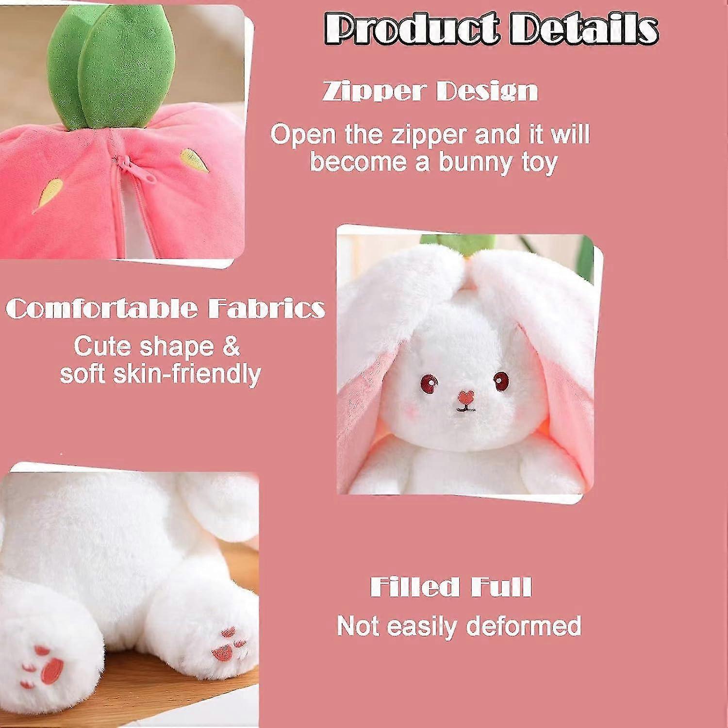 Rabbit Muppet Toys, Strawberry Bunny Plush Toys, Reversible Cuddle ...