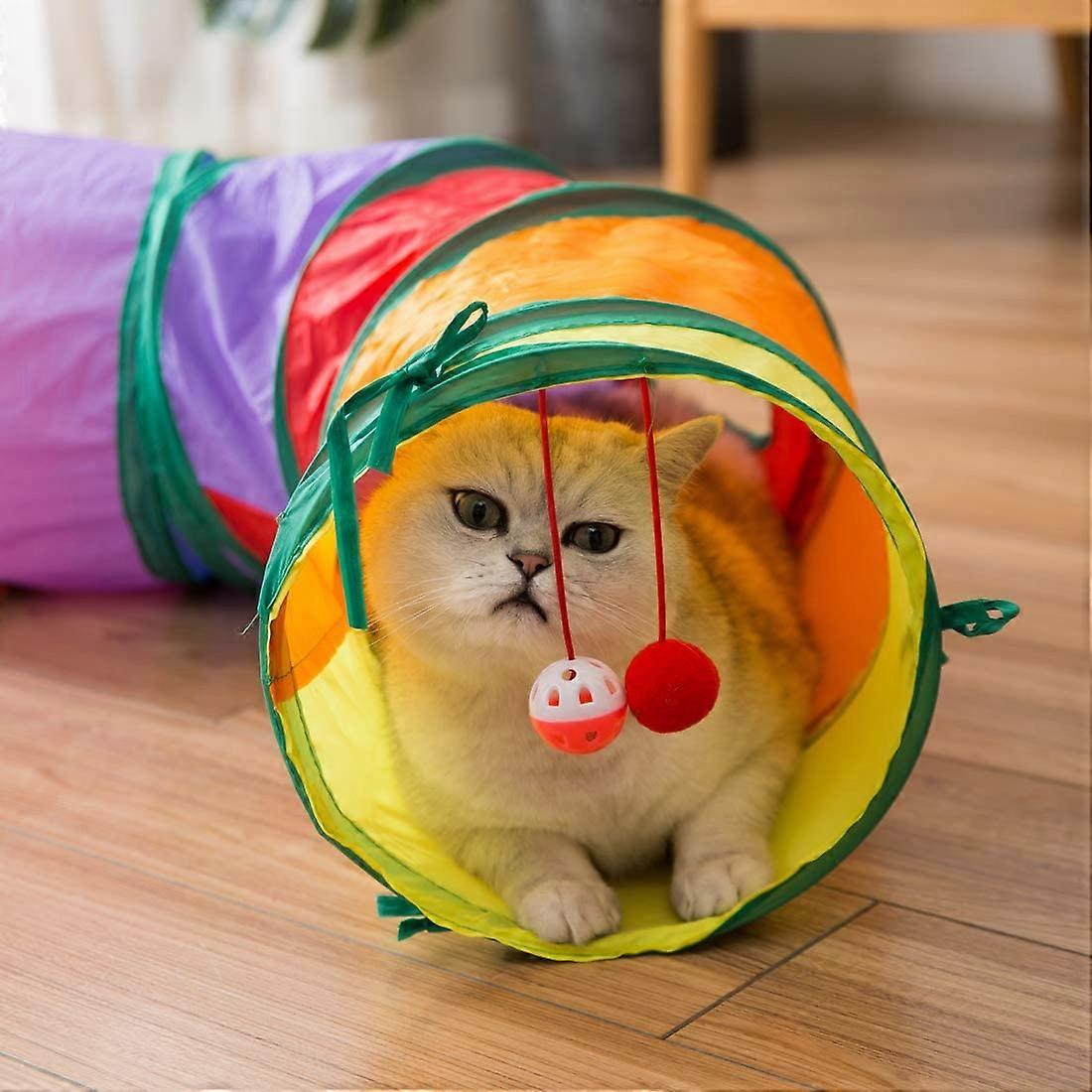 Cat Tunnel with Play Ball, Interactive Peek-a-Boo Cat Chute Cat Tube ...