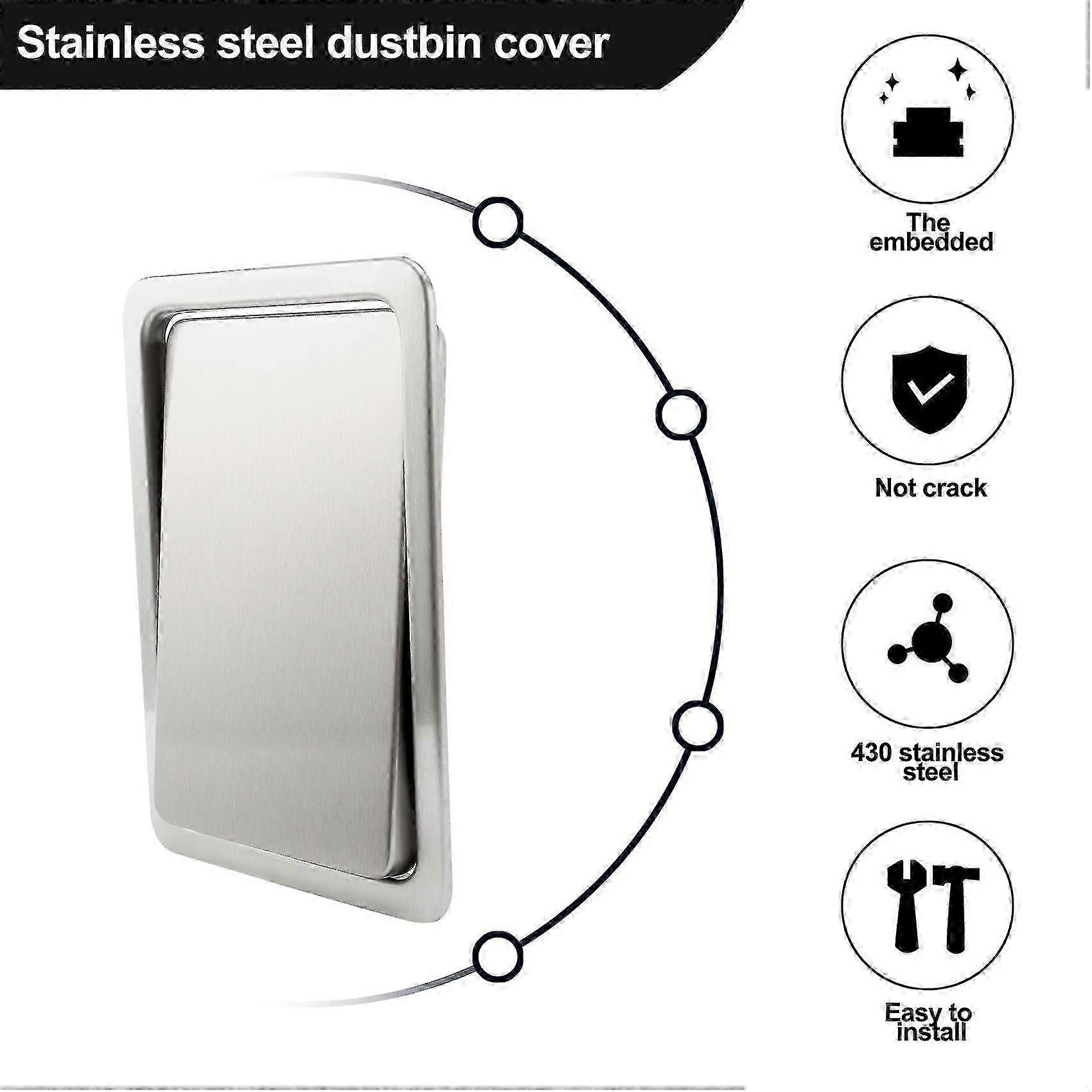 Stainless Steel Garbage Flap Lid Trash Bin Cover Flush Built-in Balance ...
