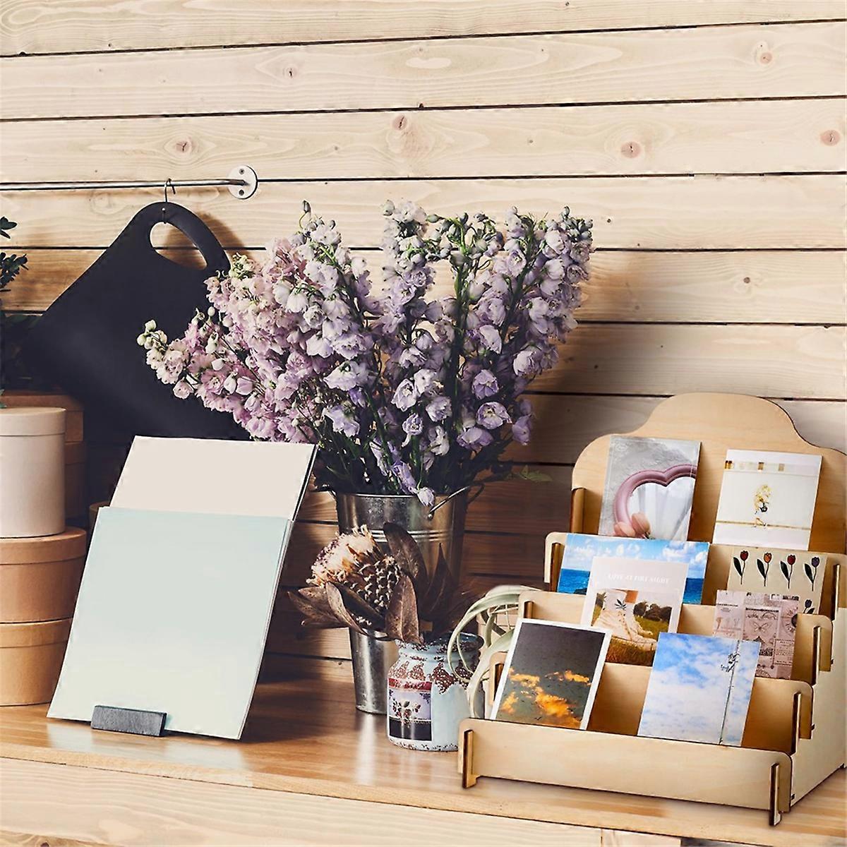 Wooden greeting card display stand Stickers display stand Portable ...