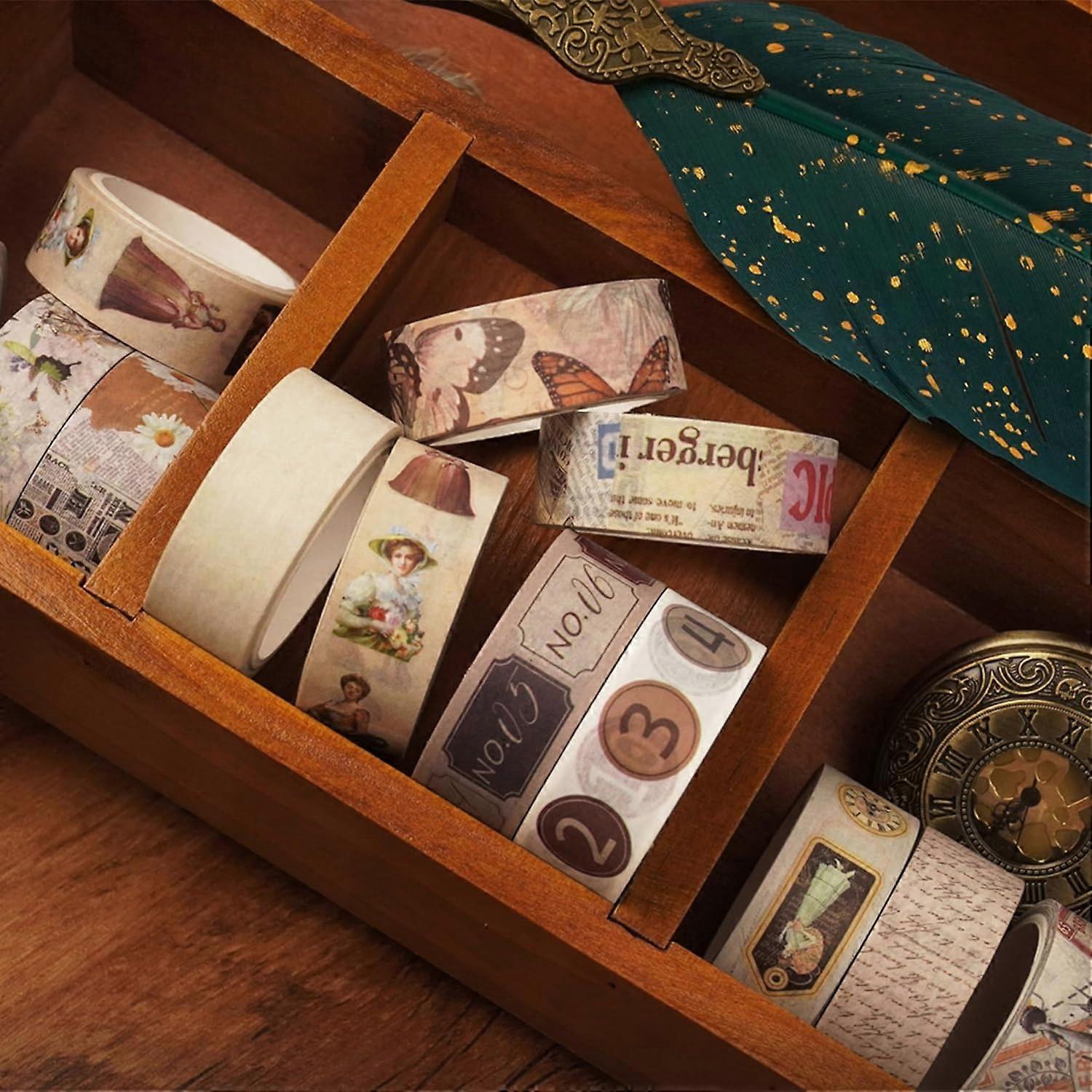 12 Rolls Vintage Washi Tape Set - Antique Decorative Tapes for DIY ...