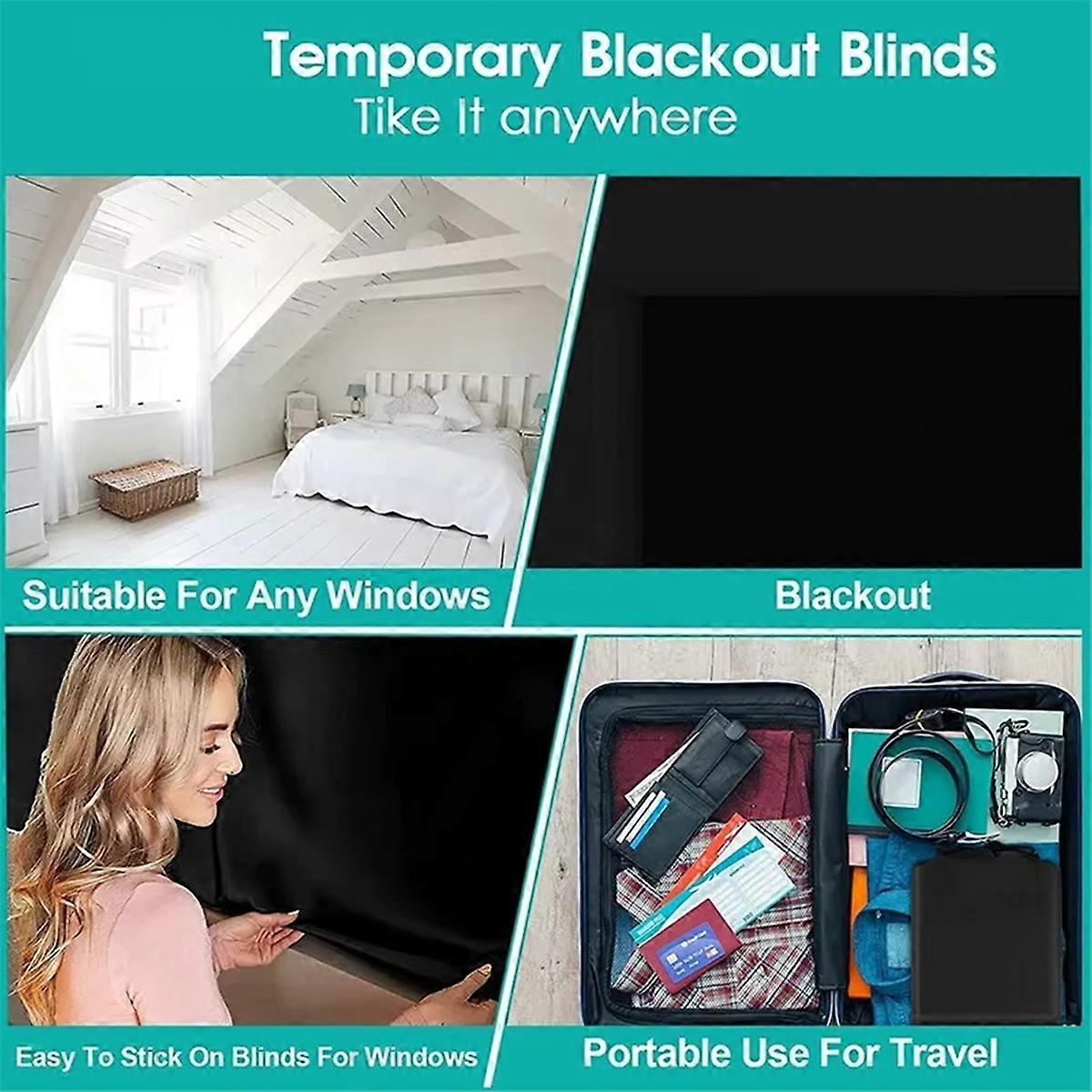 Portable Blackout Shades Film No Drill Travel Blackout Blinds Sunblock ...