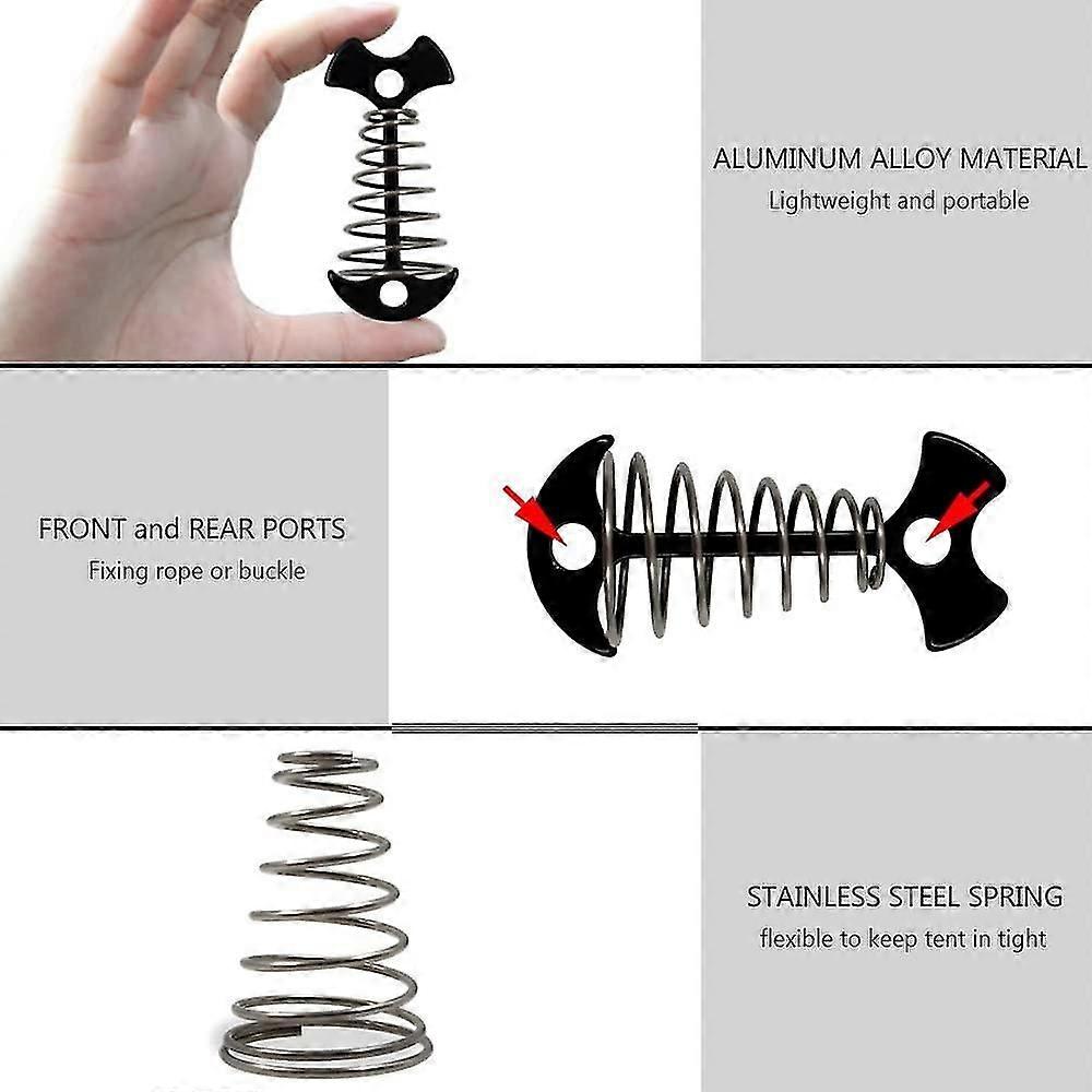 10 Pack Anchor Stakes with Spring Buckle Tent Rope Tensioner Windproof ...