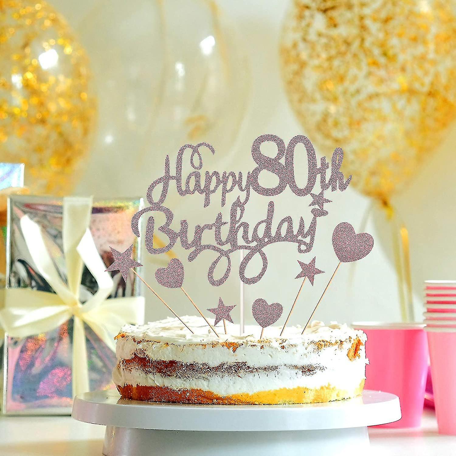 10pcs 80th Birthday Cake Toppers For Ladies Women, Happy 80th Birthday ...