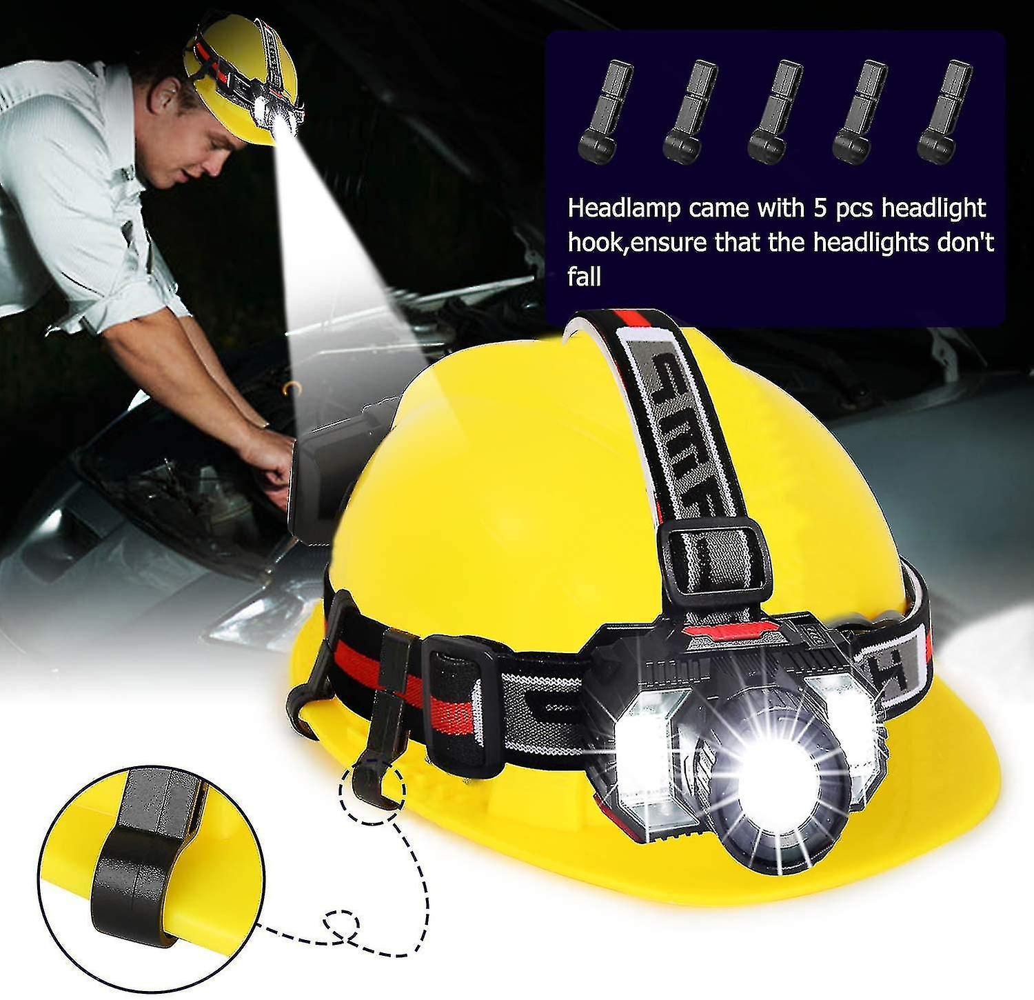 Led Head Torch Uppladdningsbar, Zoombar Super Bright 6000 Lumen 2200mah ...