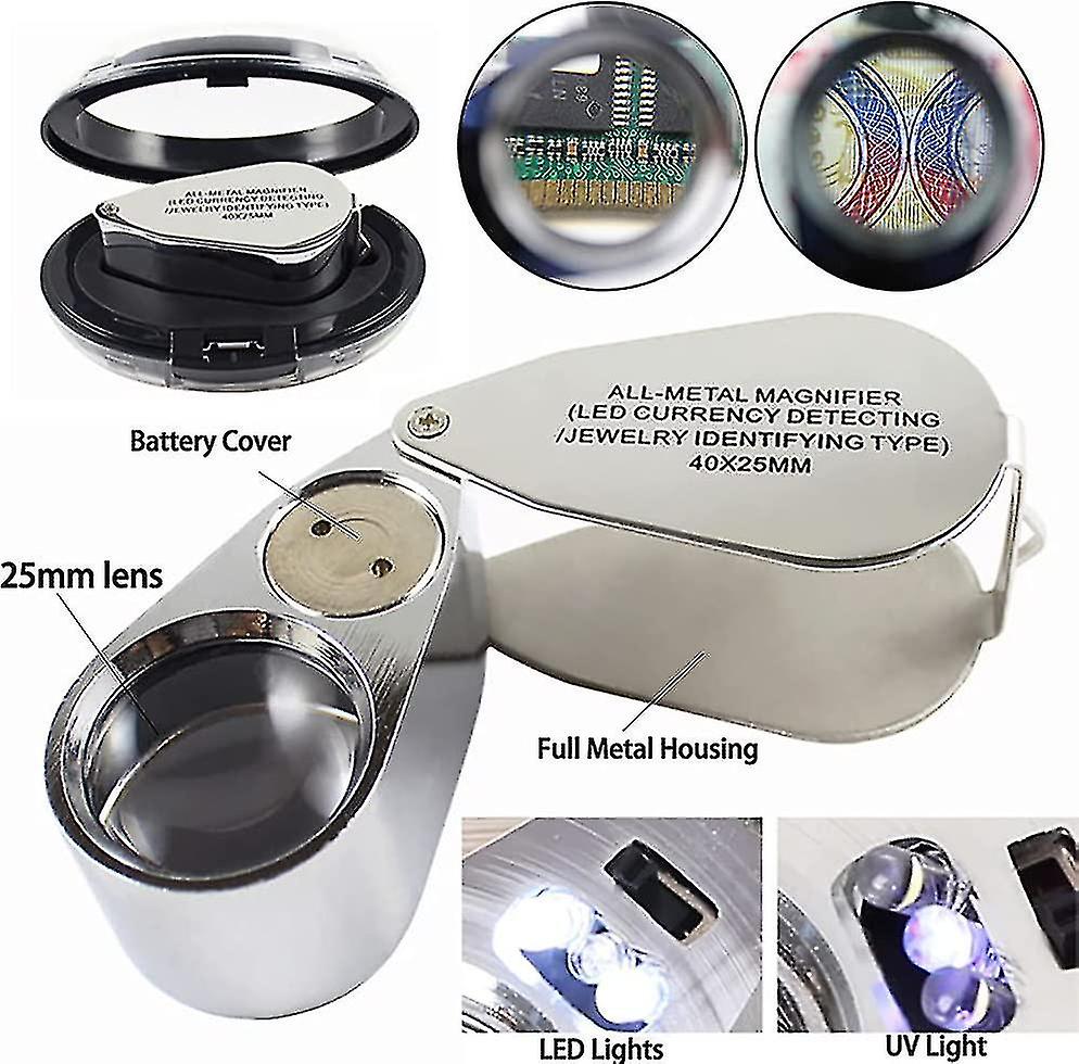 Metal Foldable Jeweler's Loupe With Led Light For Detecting Currencies ...