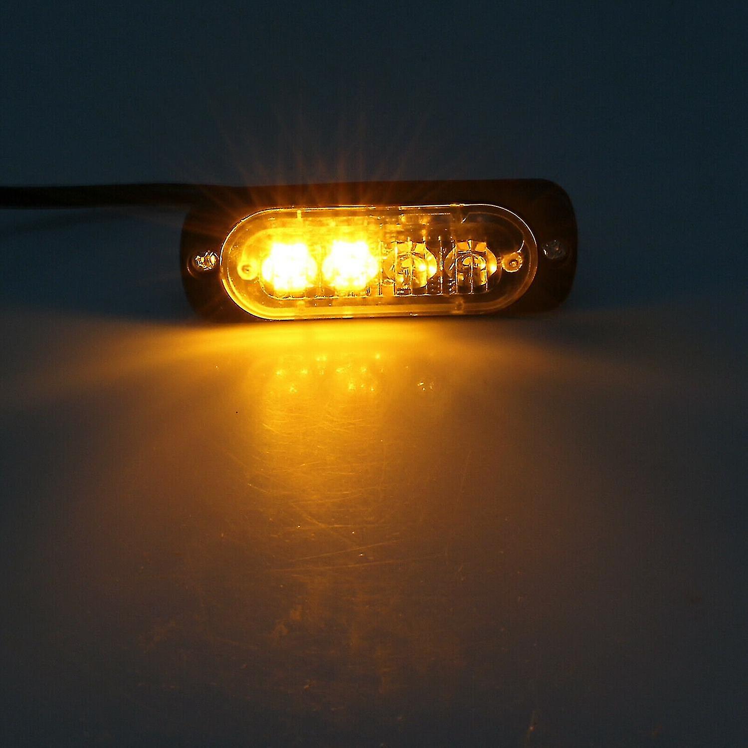 4pcs 4 Led Amber Recovery Strobe Lights 12v 24v Orange Grill Breakdown ...