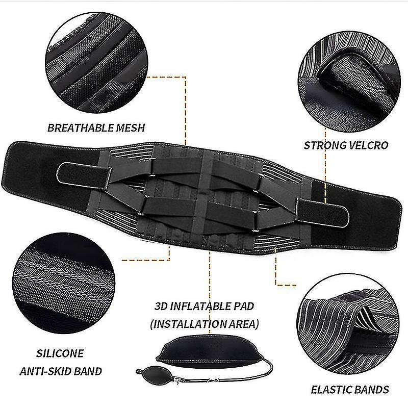 Lumbar Support Belt with Inflatable Cushion to Relieve Lower Back Pain ...