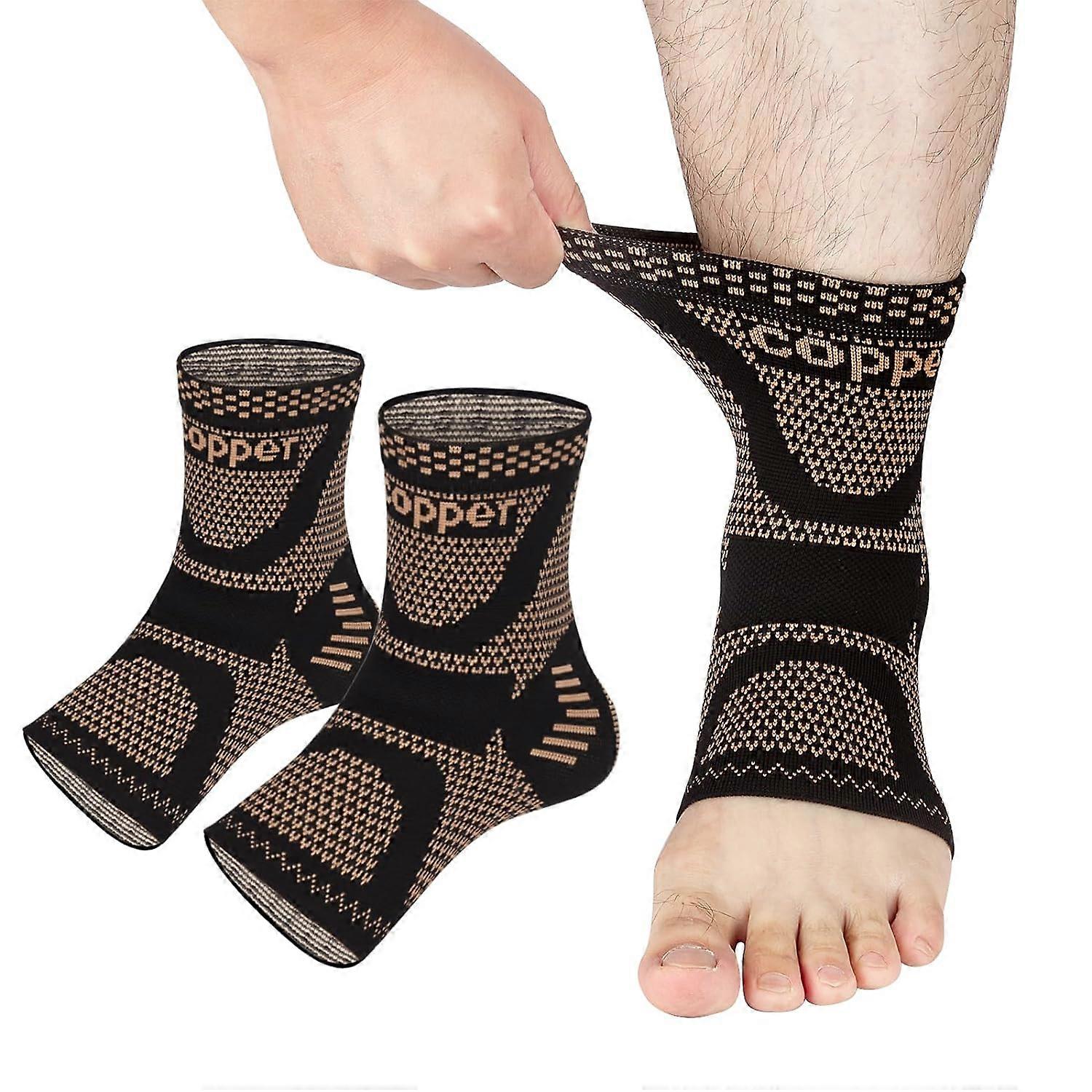 1Pair Copper Ankle Brace Compression Support Sleeve, Ankle Wrap & Ankle ...