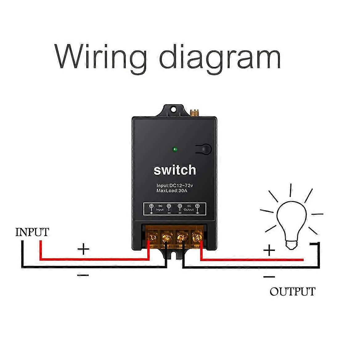 Remote Control Switch,DC 12V/24V/48V/72V 40A Relay, Wireless RF Switch ...