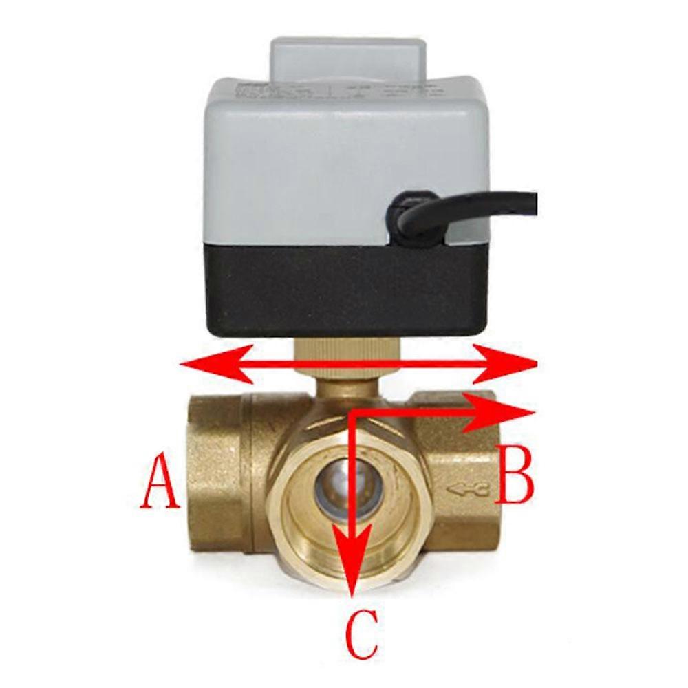 Brass Motorized Ball Valve 3-Wire Two Control Electric Actuator AC220V 3 Ways 2 Way DN15 DN20 ...