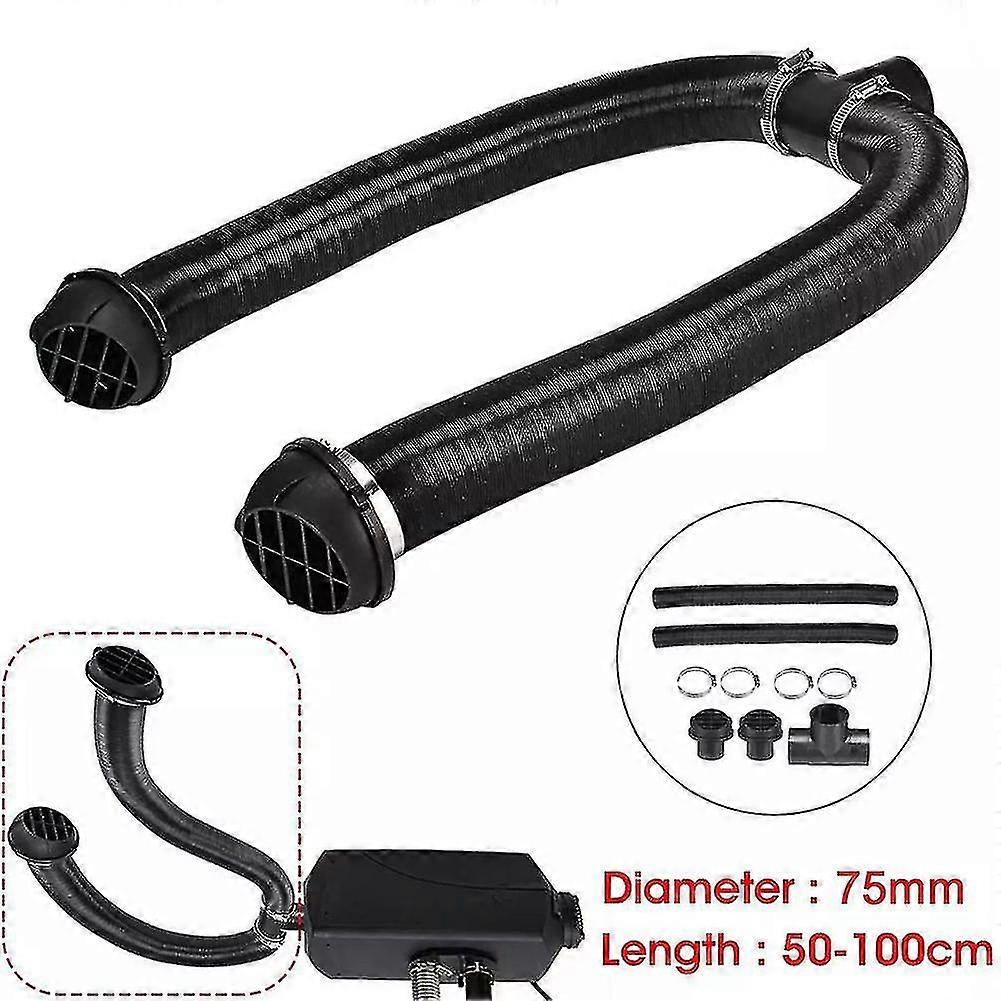 75mm Car Auto Heater Pipe Duct Set - Warm Air Outlet Vent Hose Clips ...